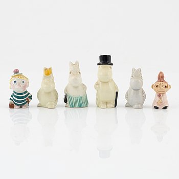 Signe Hammarsten-Jansson, a group of six ceramic Moomin figurines ...