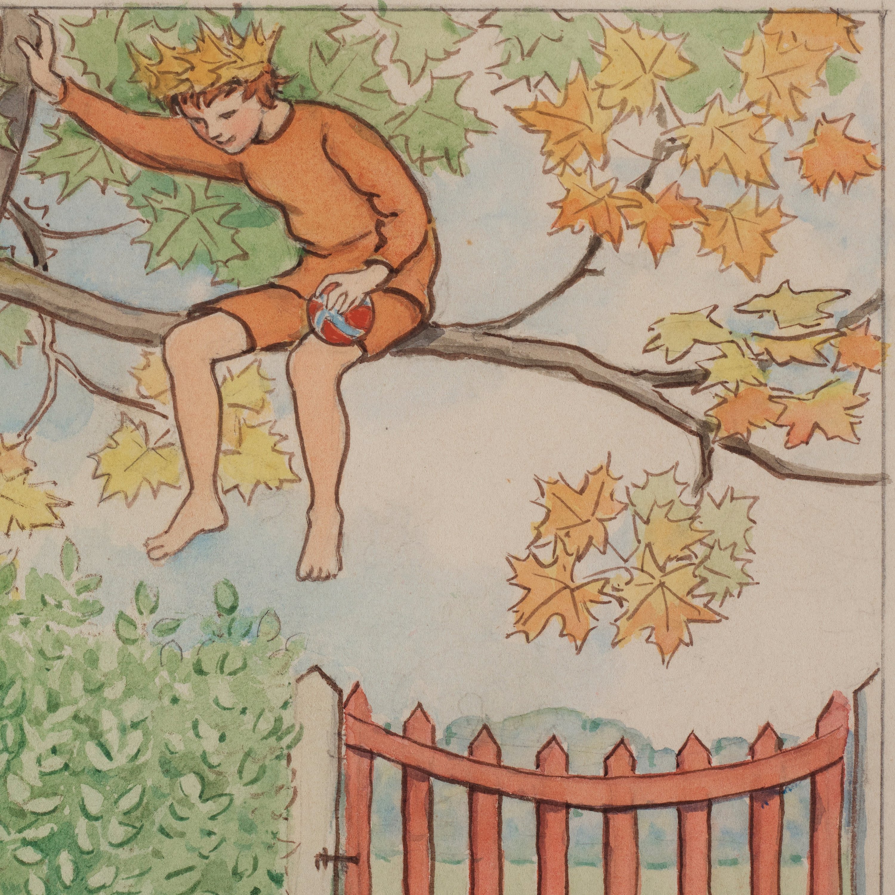 Elsa Beskow, Lasse kastar upp boll till Prins September i lönnträdet ...