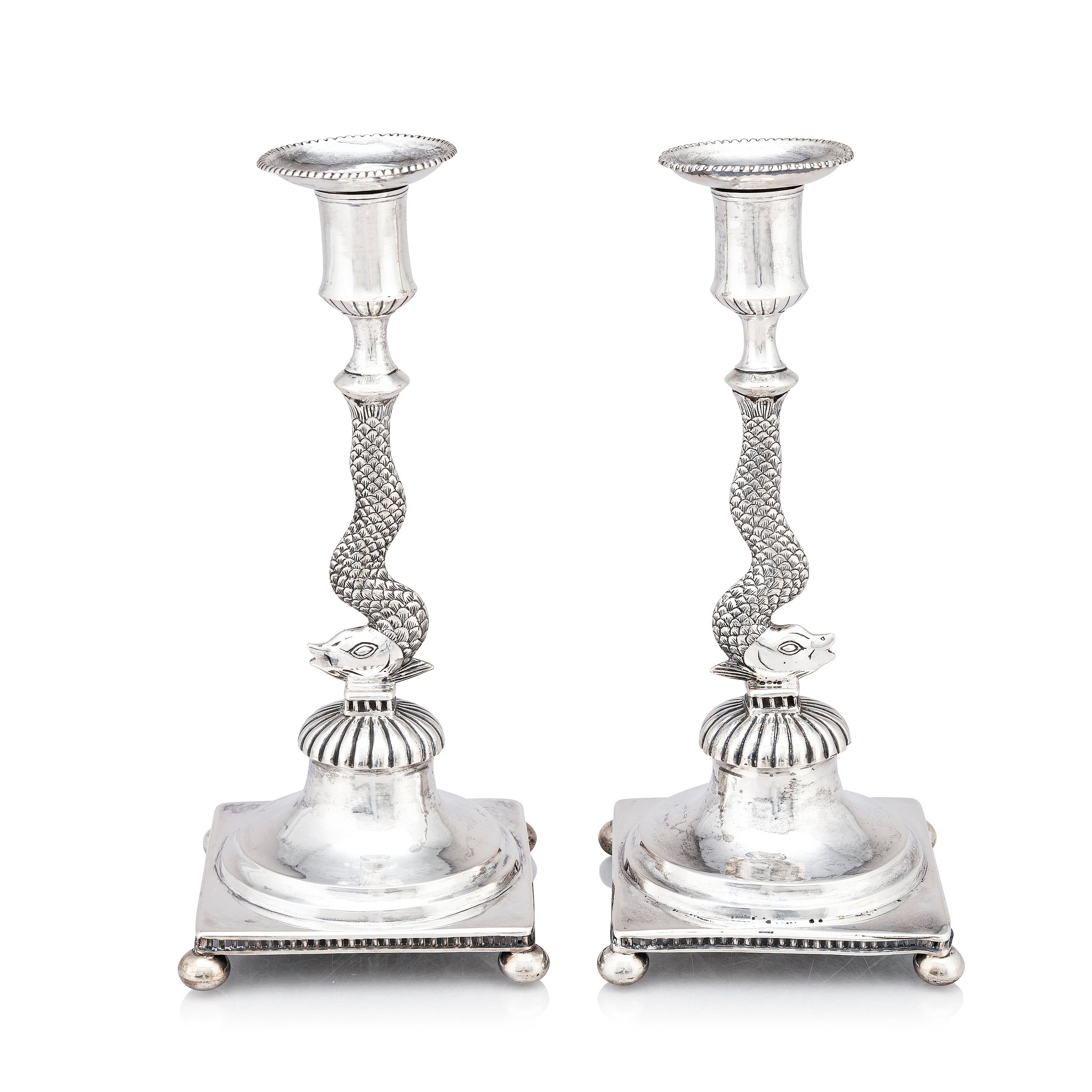 A pair of Swedish silver candle sticks, marks of Carl Magnus Ryberg ...