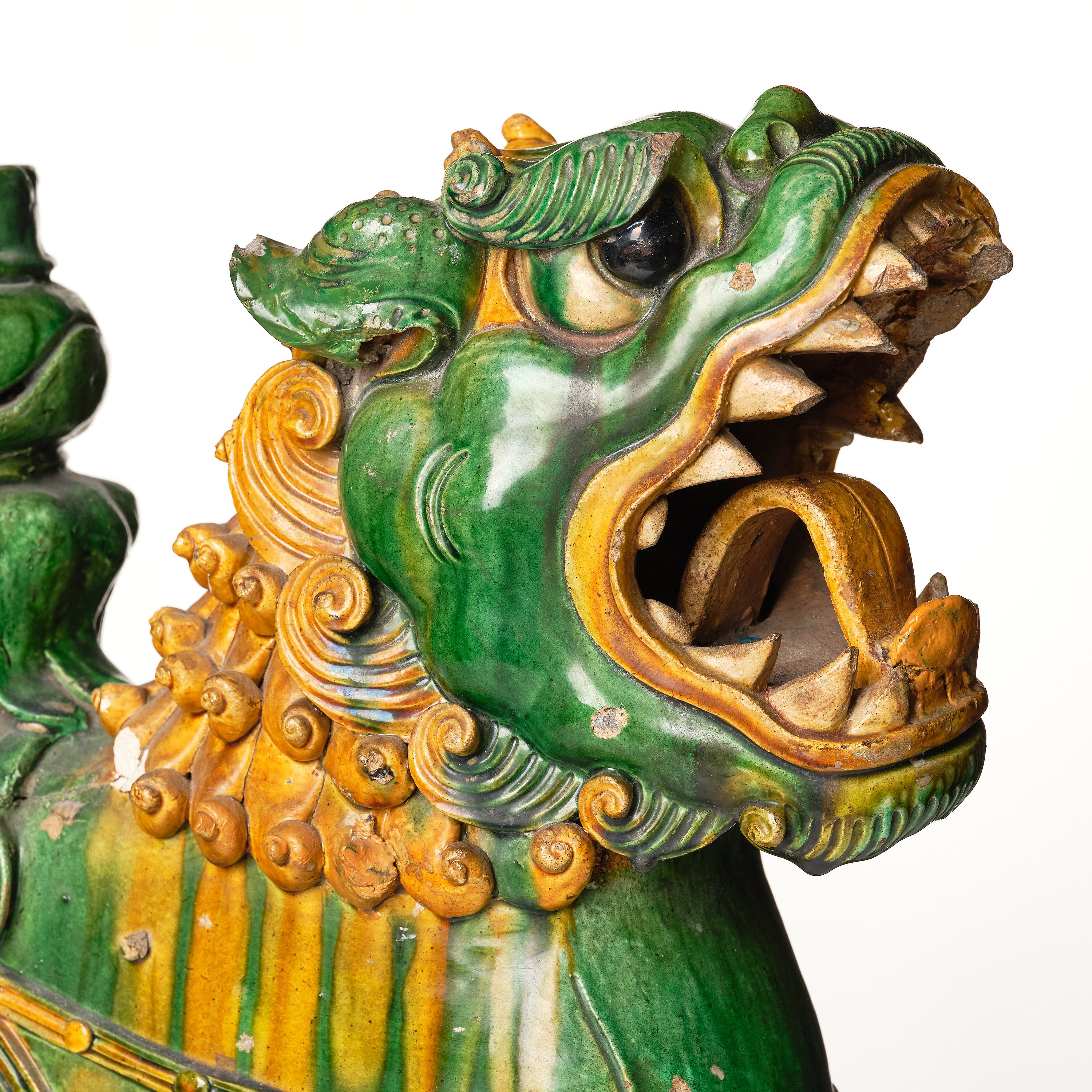 A massive green and yellow glazed joss stick holder, Ming dynasty (1368 ...