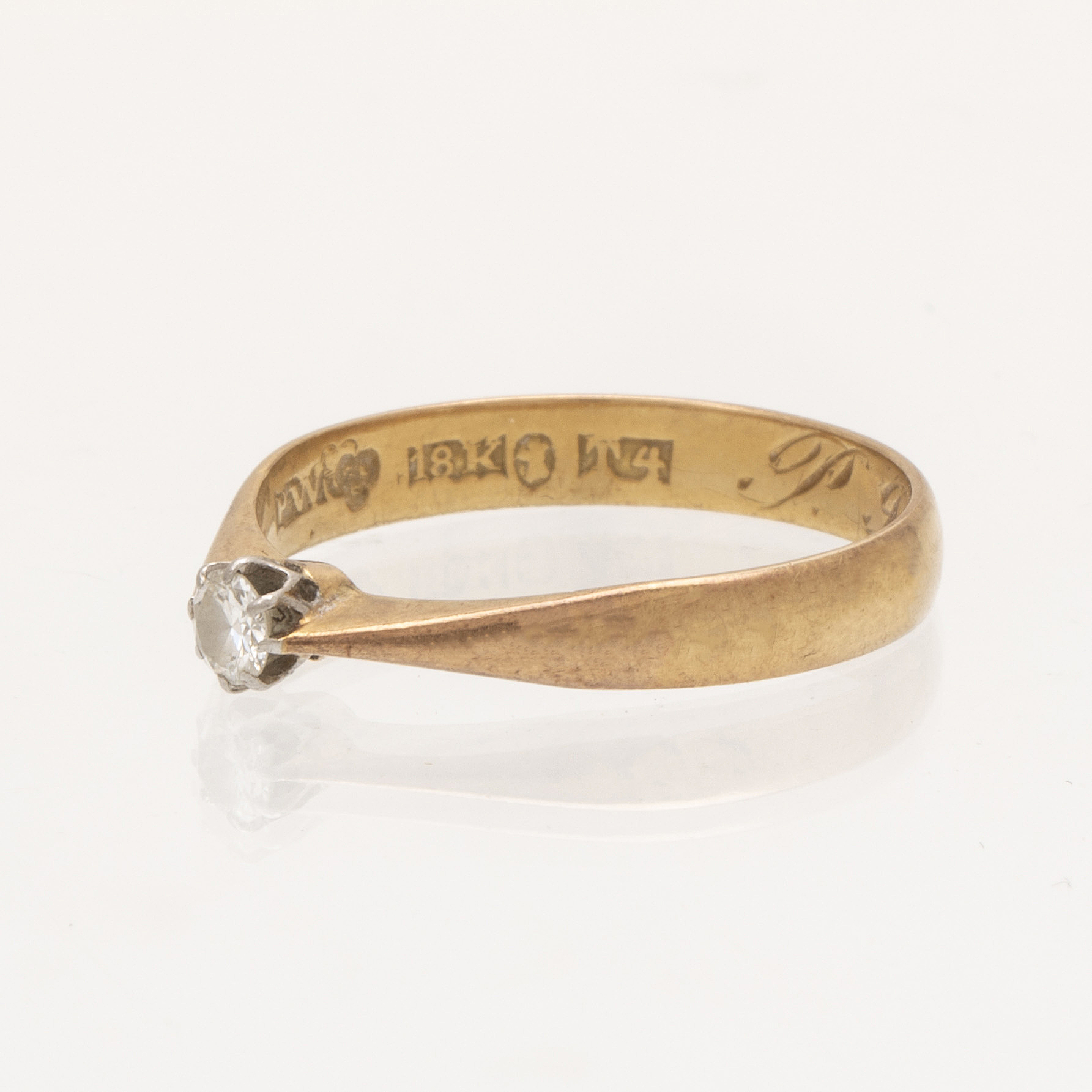 Ring solitär 18K vitt och rött guld samt briljantslipad diamant ...