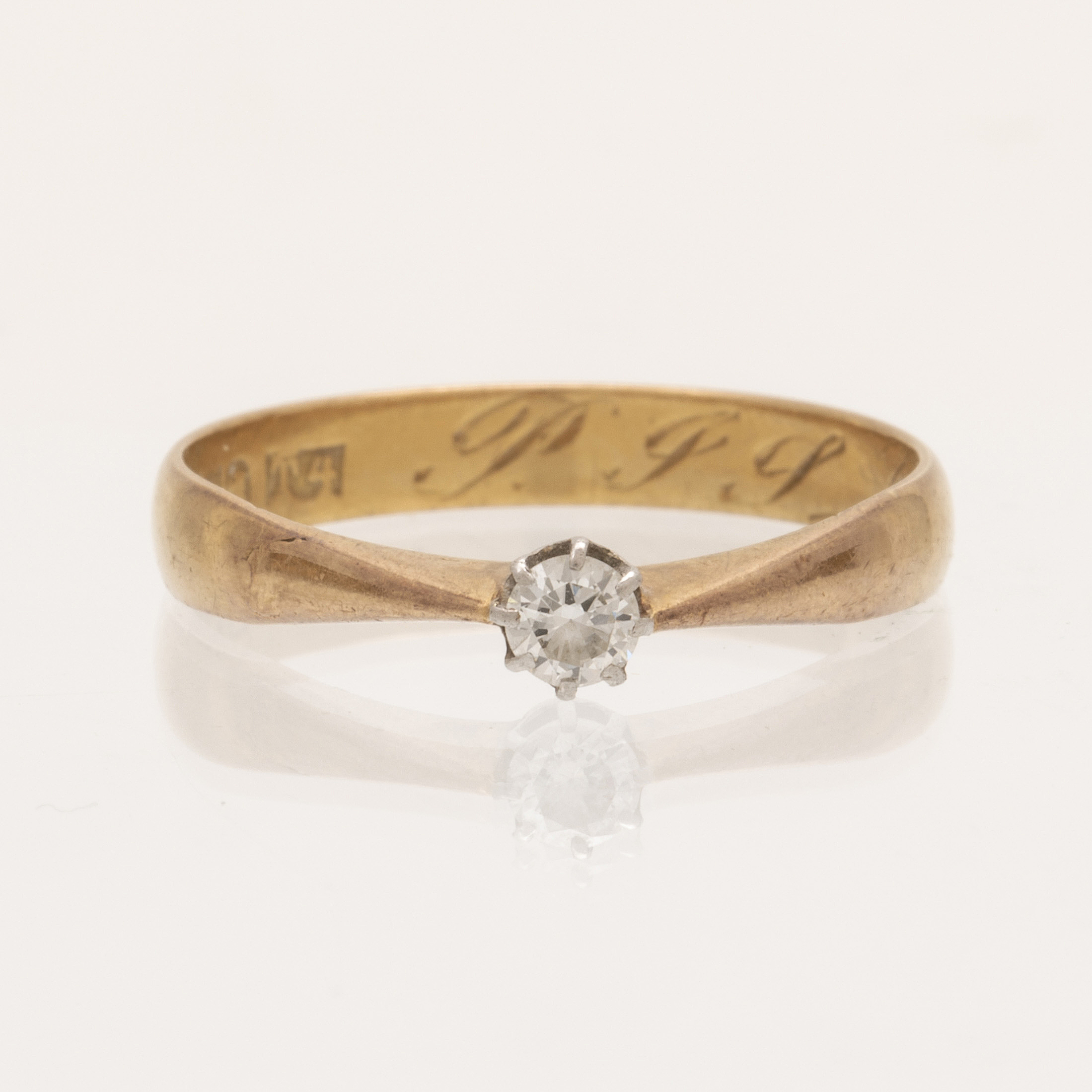 Ring solitär 18K vitt och rött guld samt briljantslipad diamant ...