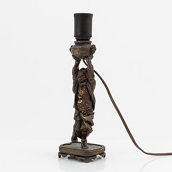 A Japanese bronze censer remodelled in to a lamp, Meiji period (1868 ...