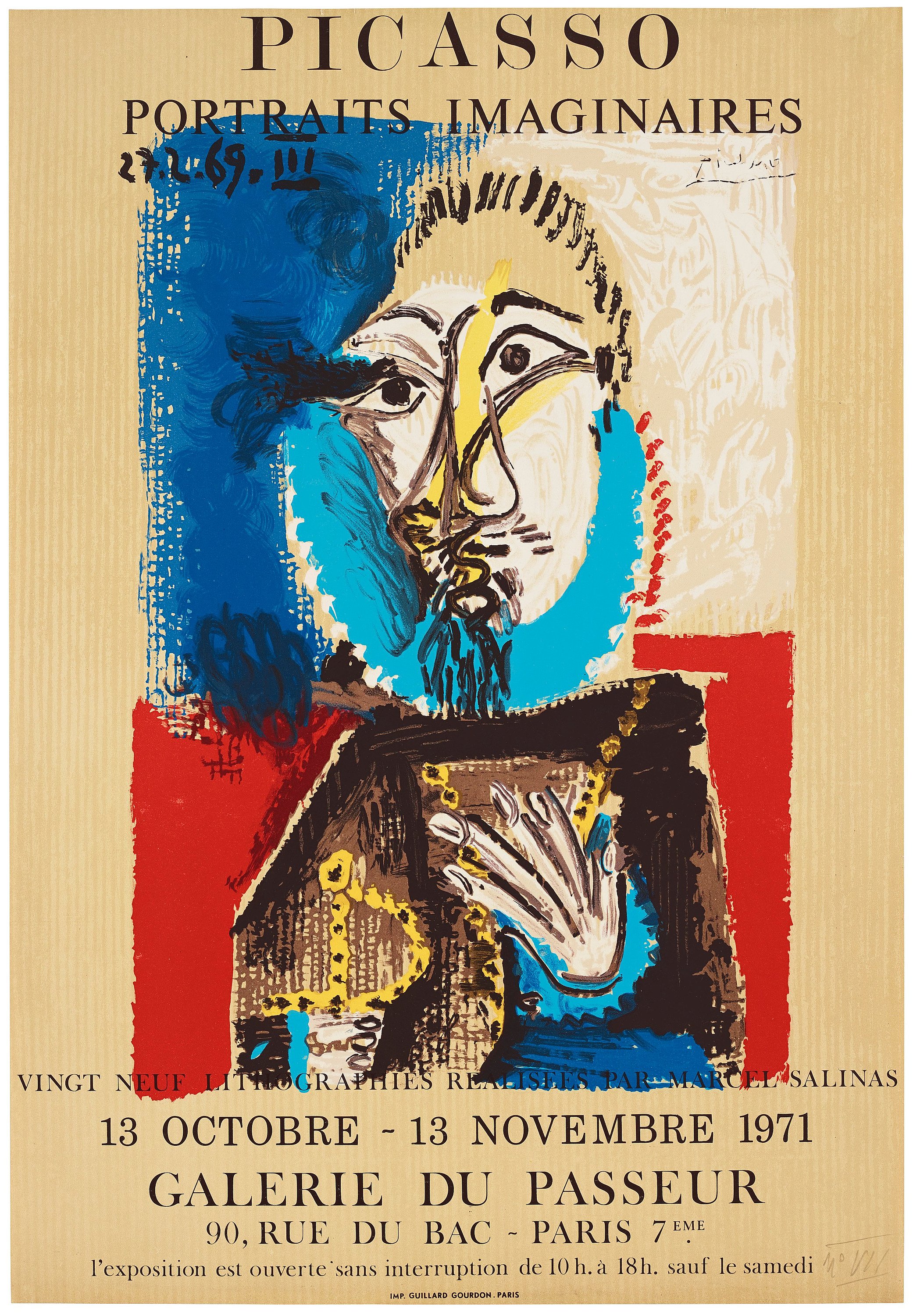 Pablo Picasso, exhibition poster, "Portraits Imaginaires", 1971 ...