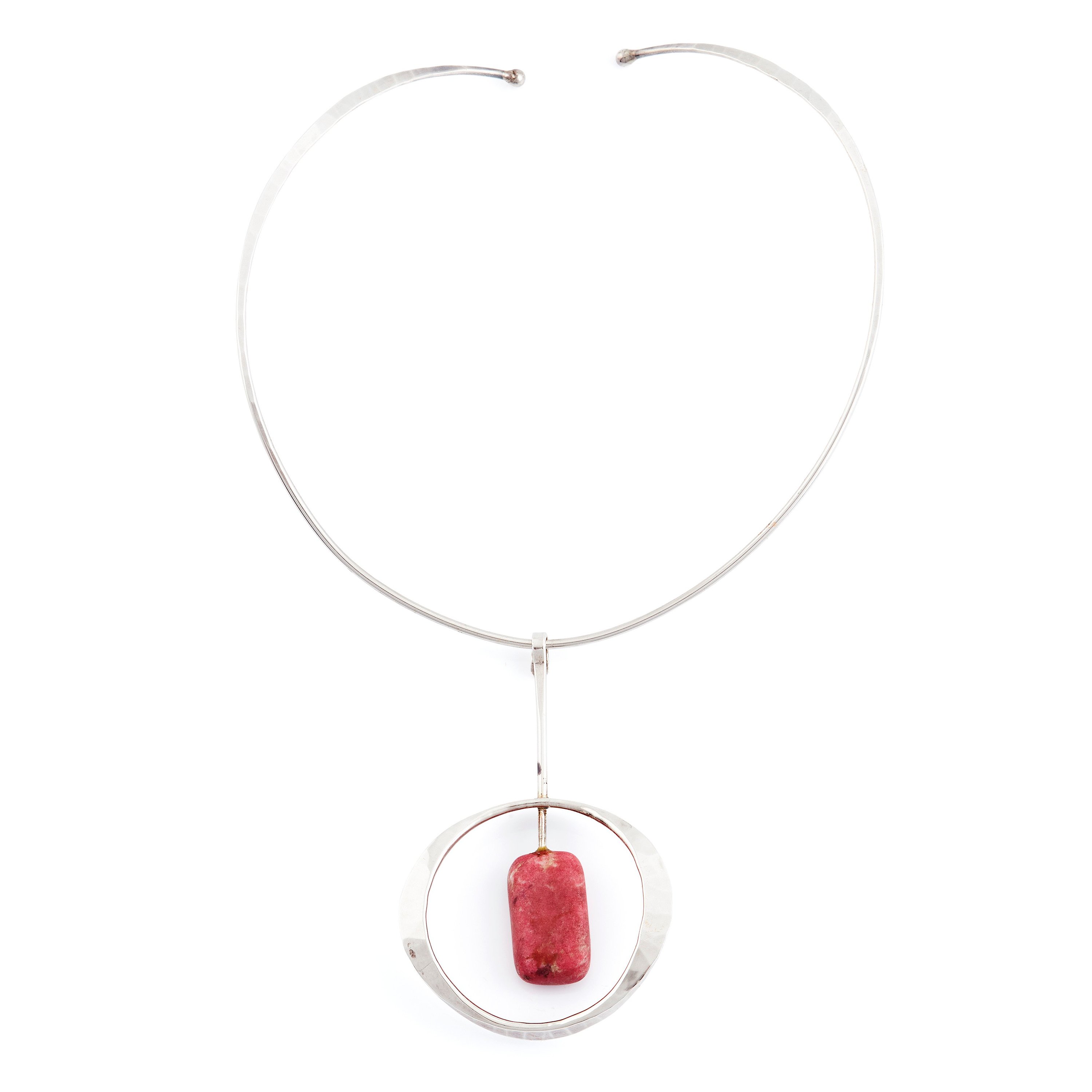 Tone Vigeland, a sterling silver and thulite necklace, Norway 1960s ...