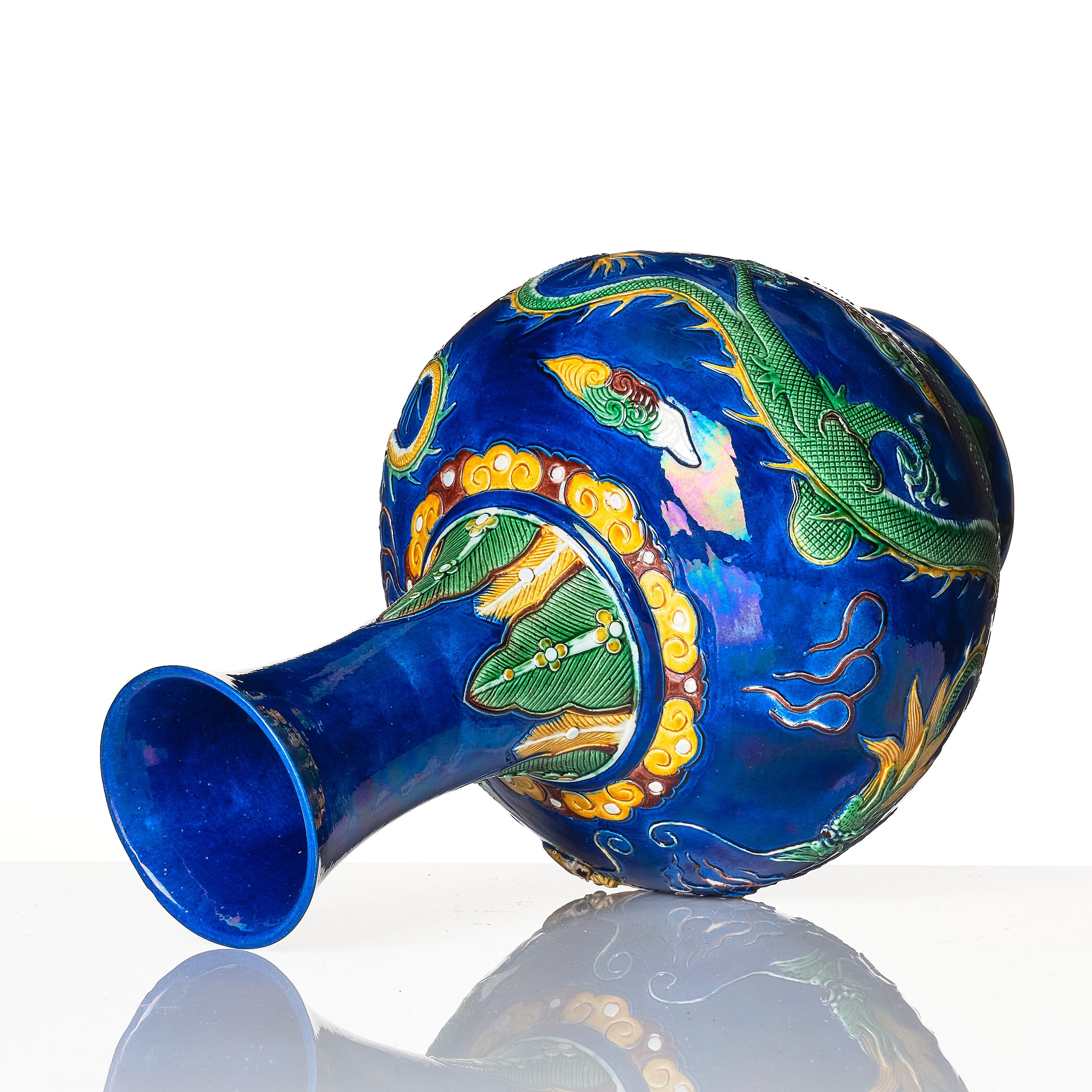 A 'five clawed' dragon vase, Qing dynasty, 19th Century with a six ...