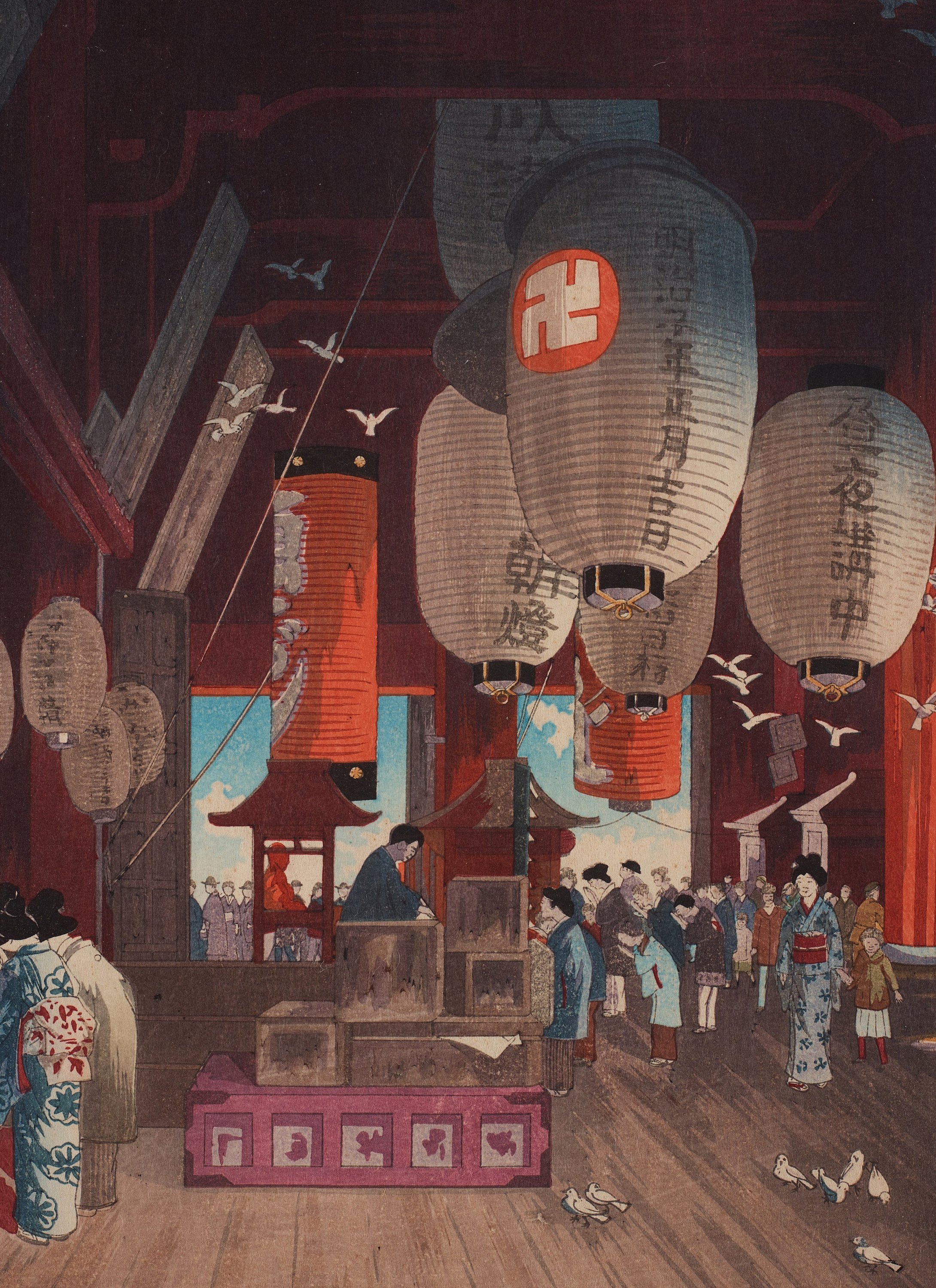 Eisho Narazaki, The Interior of Asakusa Kannon Temple, (Asakusa Kanzeon ...
