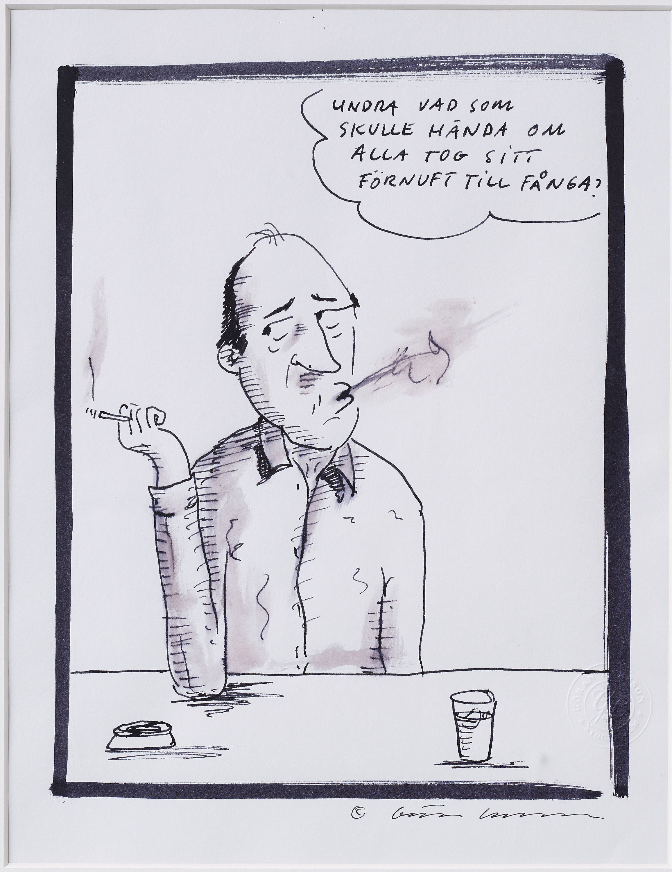 Göran Larsson, 6 cartoons. - Bukowskis