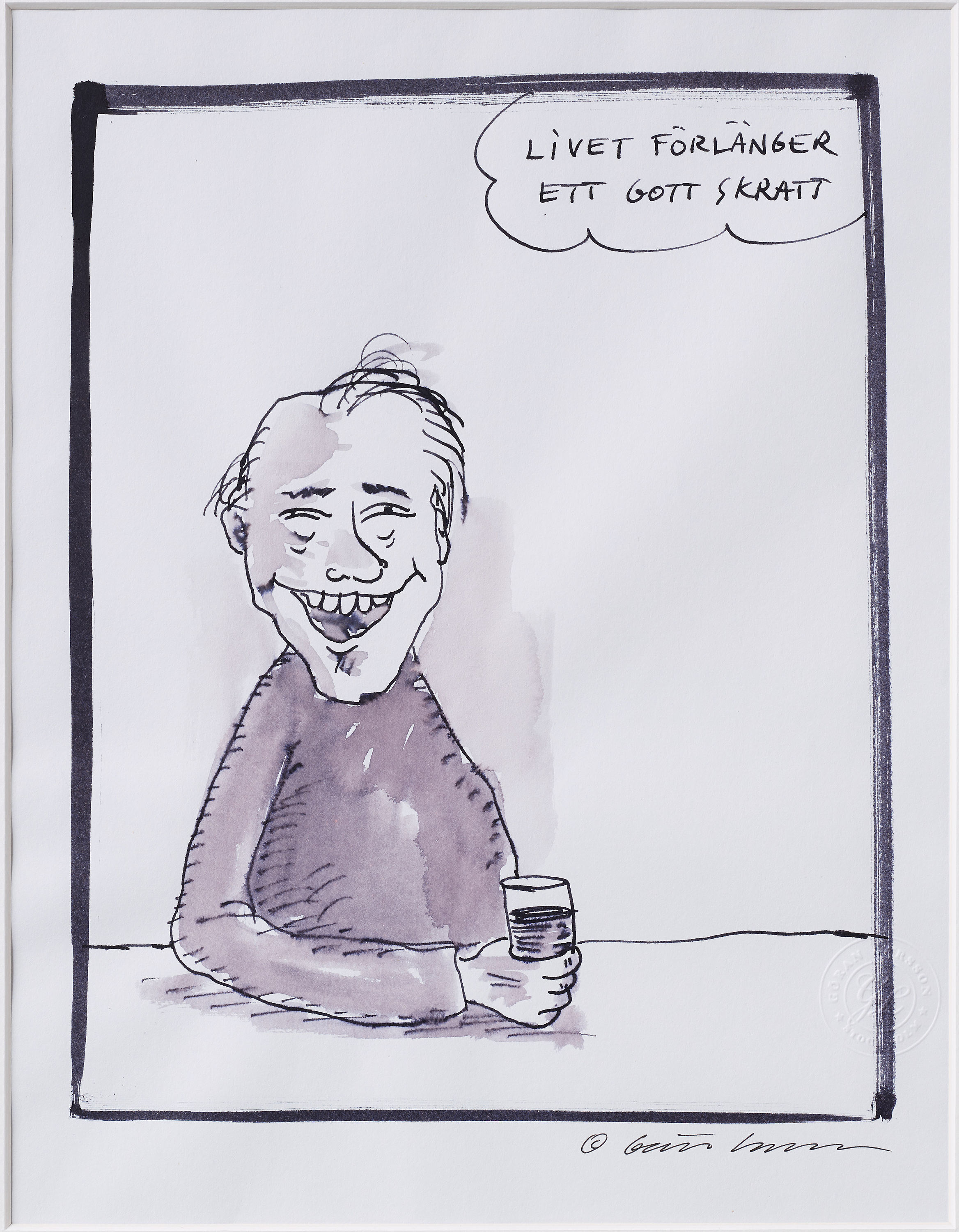 Göran Larsson, 6 cartoons. - Bukowskis