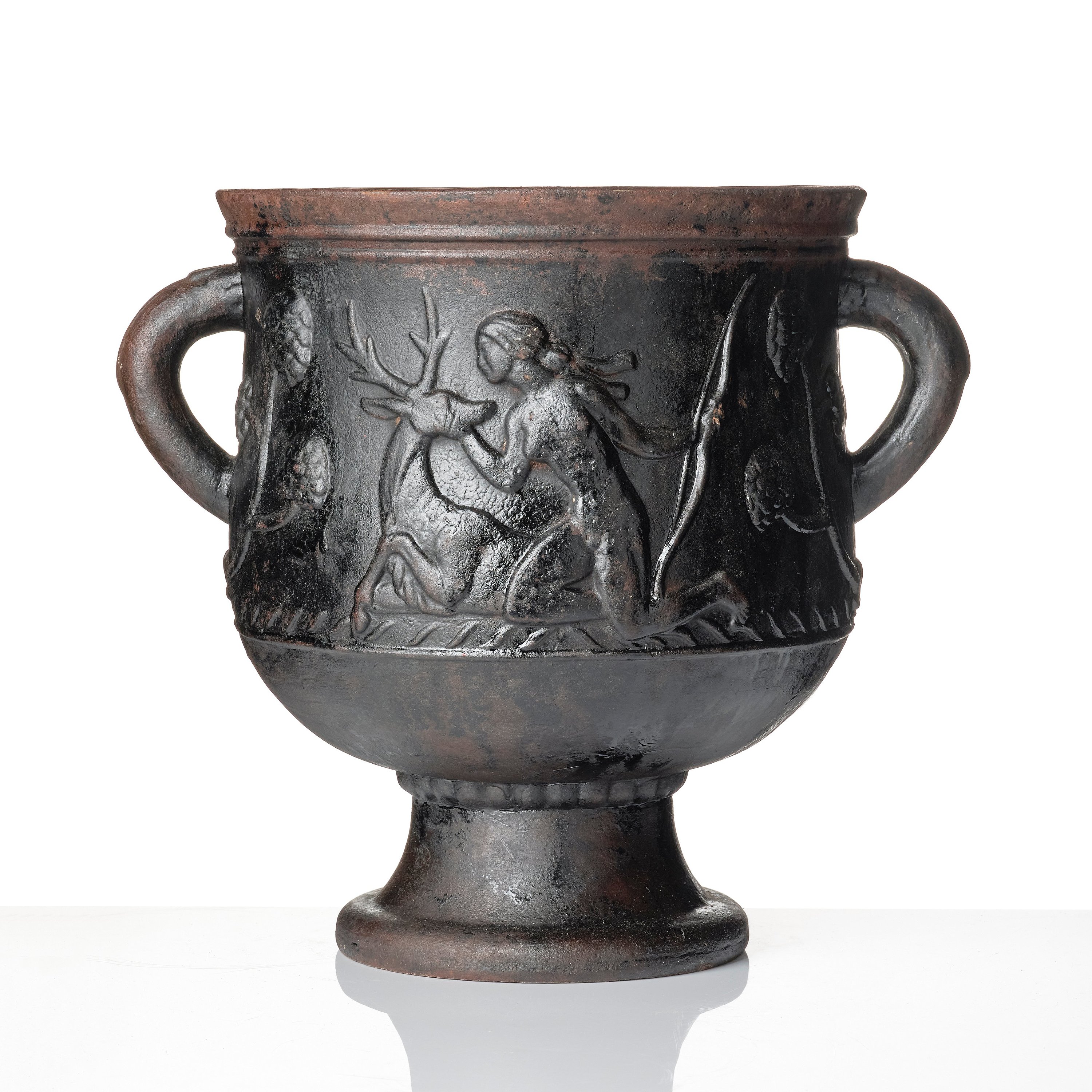 Ivar Johnsson, a pair of Swedish Grace cast iron garden urns 'Diana ...