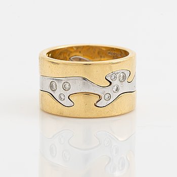 Georg Jensen, "Fusion". Ringar, 3 st, 18K guld i två färger, med ...