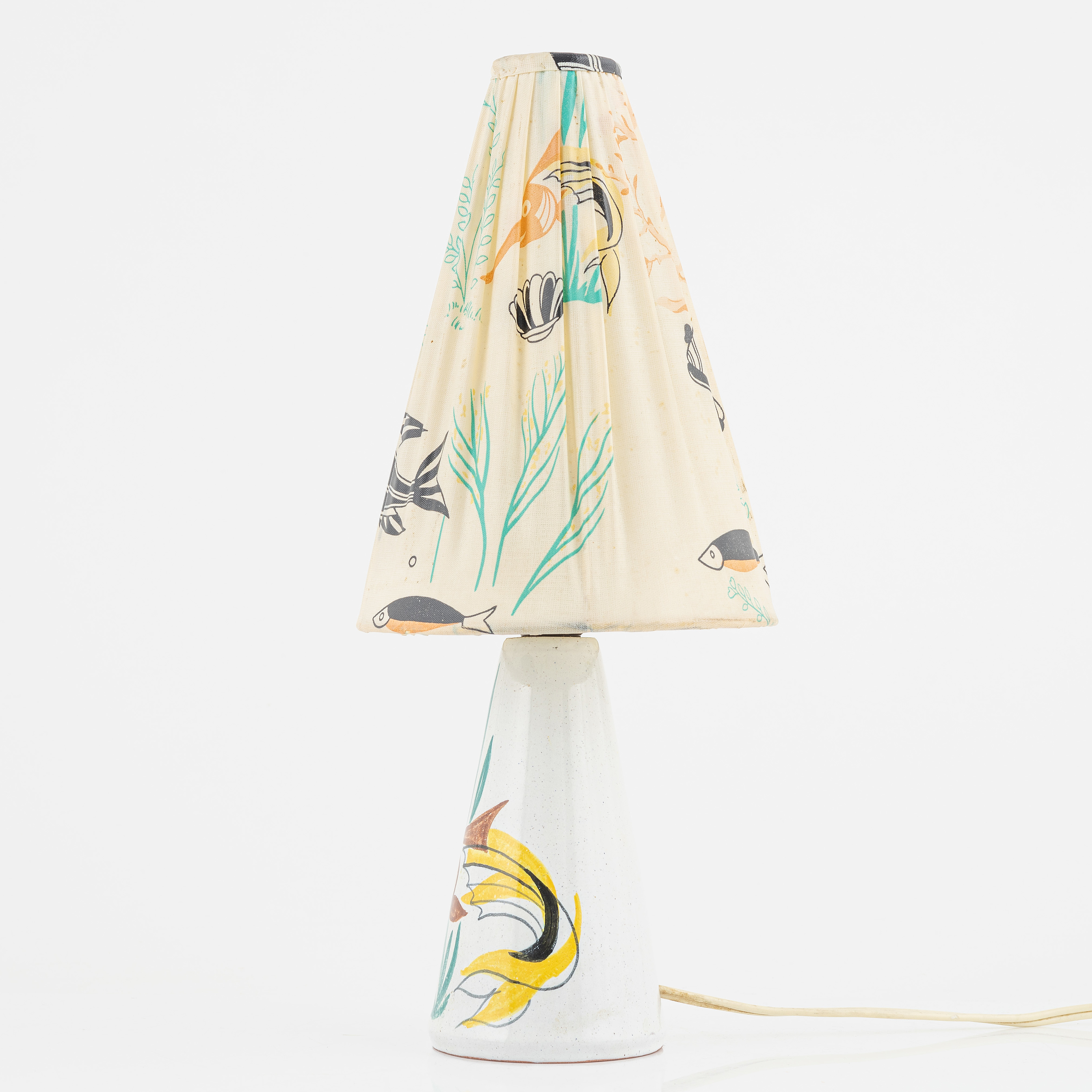 Bordslampa, keramik, Tilgmans, med originalskärm i plast. - Bukowskis