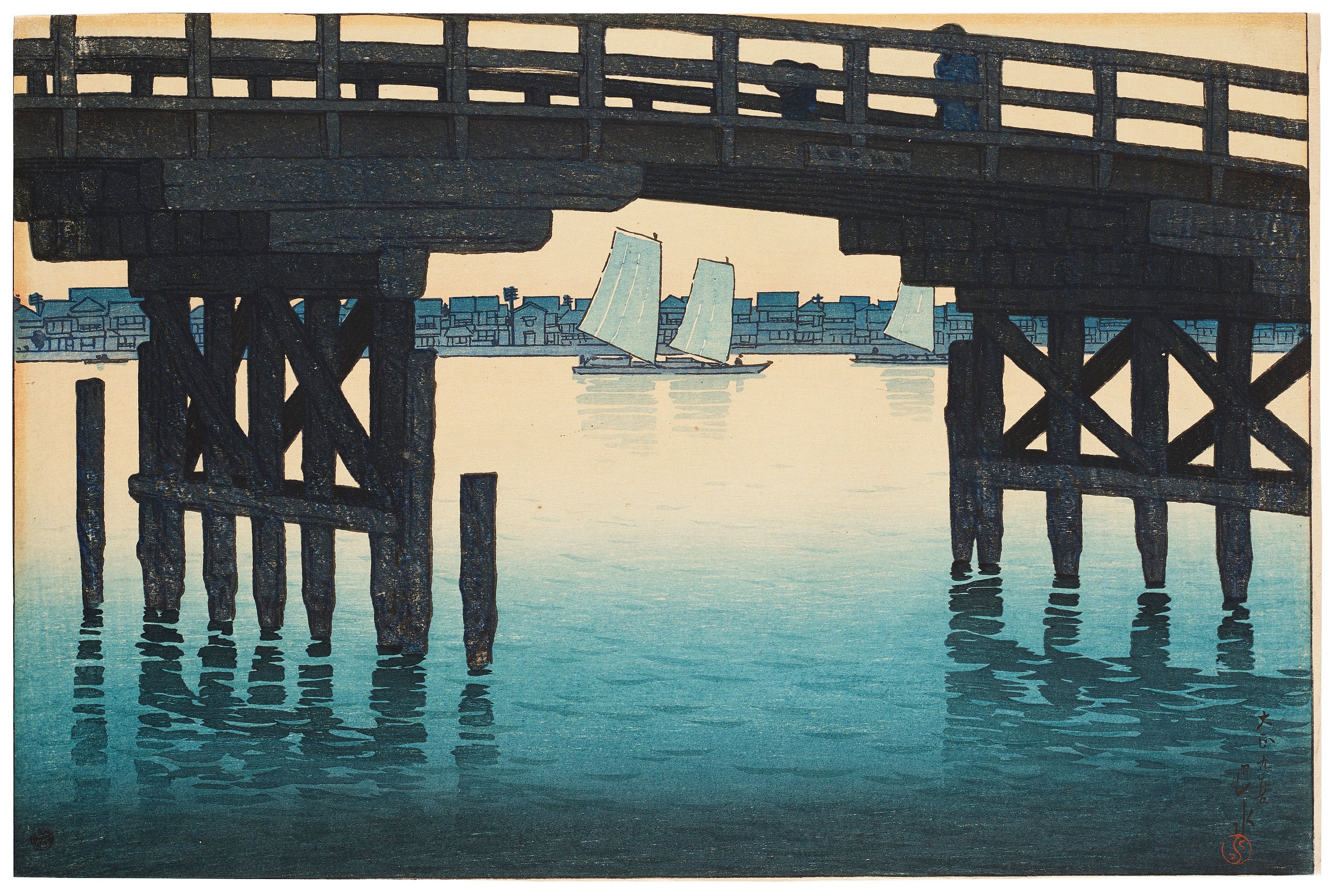 Kawase Bunjiro Hasui, Kami(no) Bridge, Fukagawa. - Bukowskis