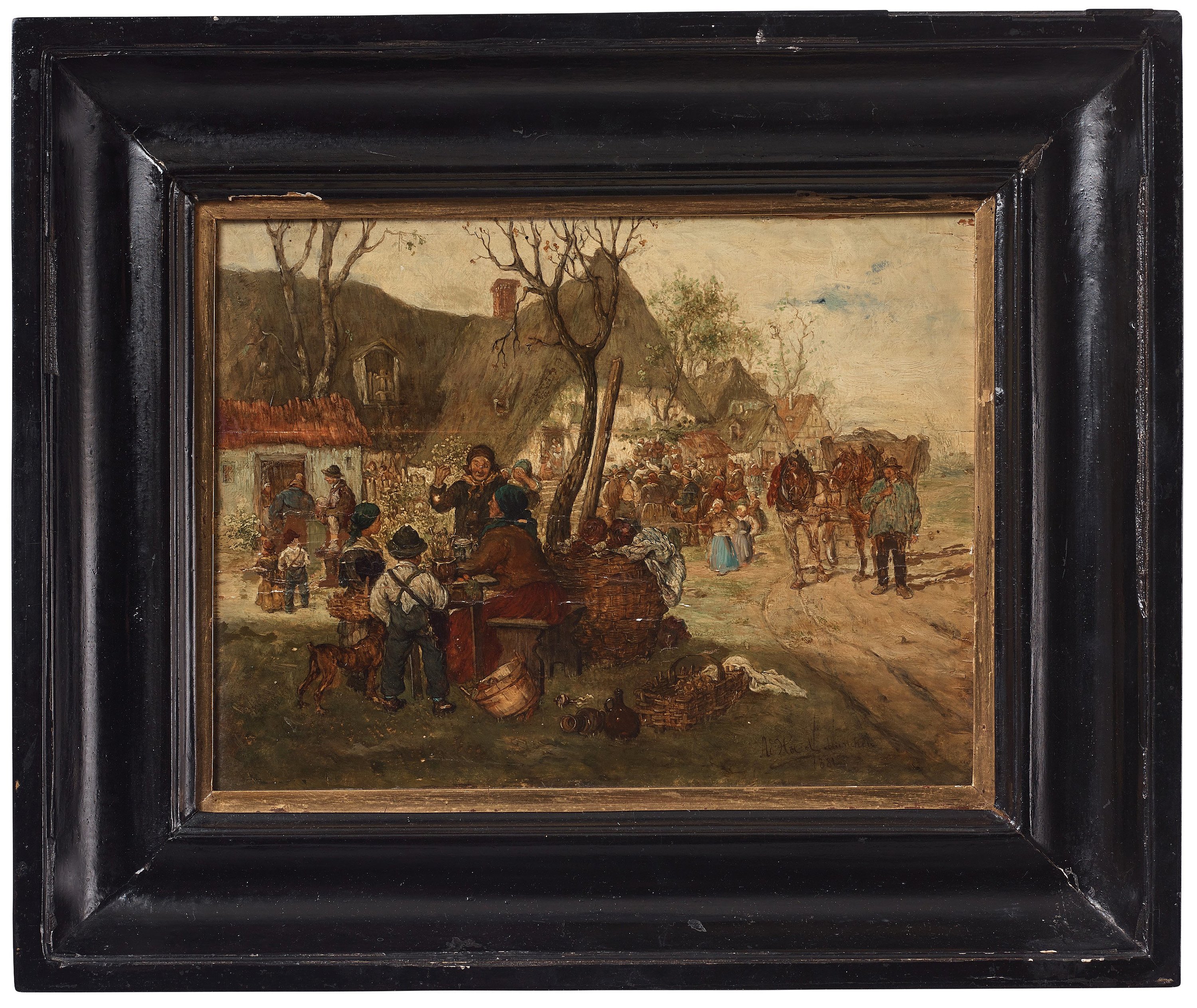 Adolf Hölzel (Hoelzel), "Dorfstrasse 1880-81". - Bukowskis