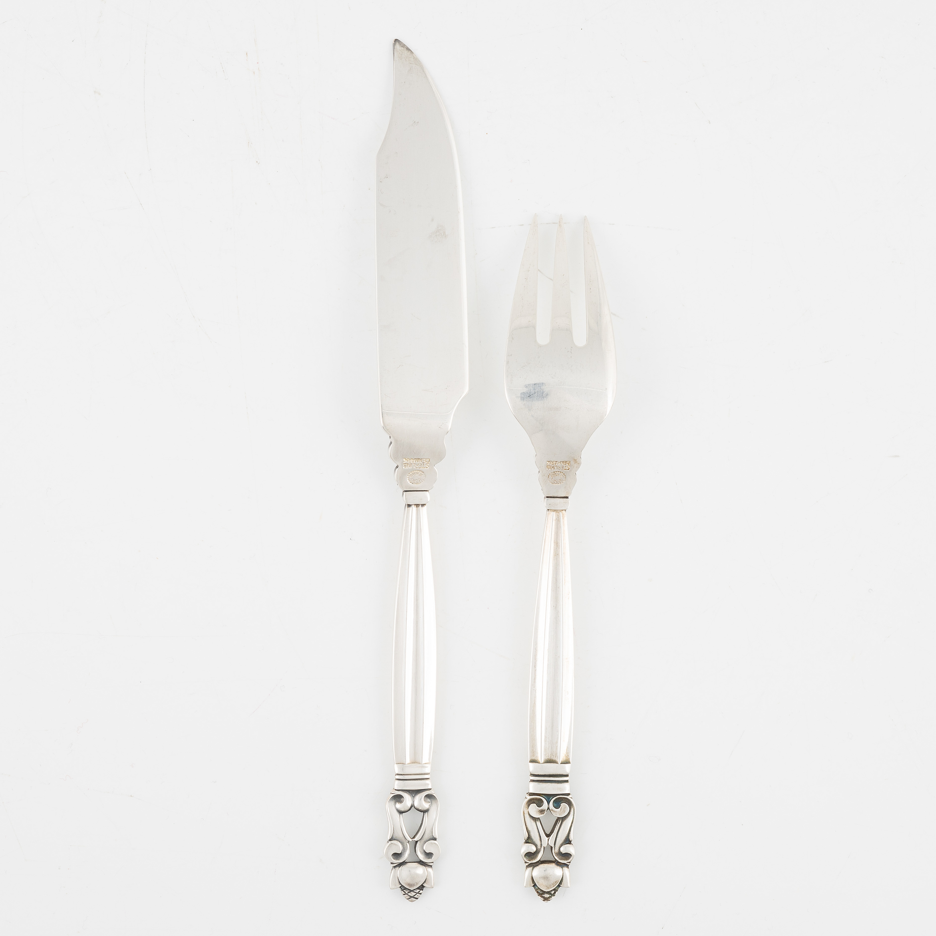 Johan Rohde, a set of silver fish cutlery, model 'Konge / Acorn', Georg ...