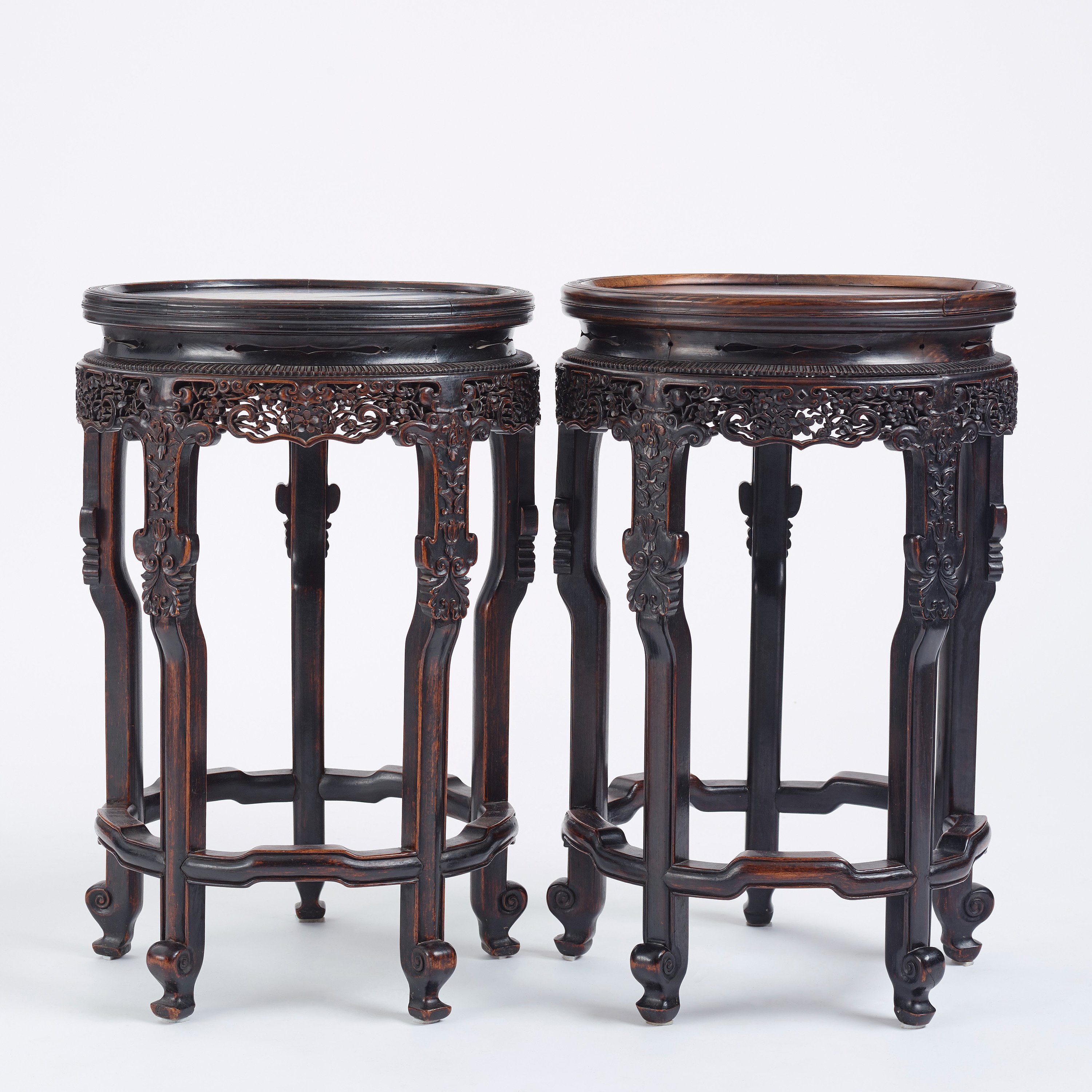 A pair of Chinese Hongmu side tables, Qing dynasty, 19th Century ...