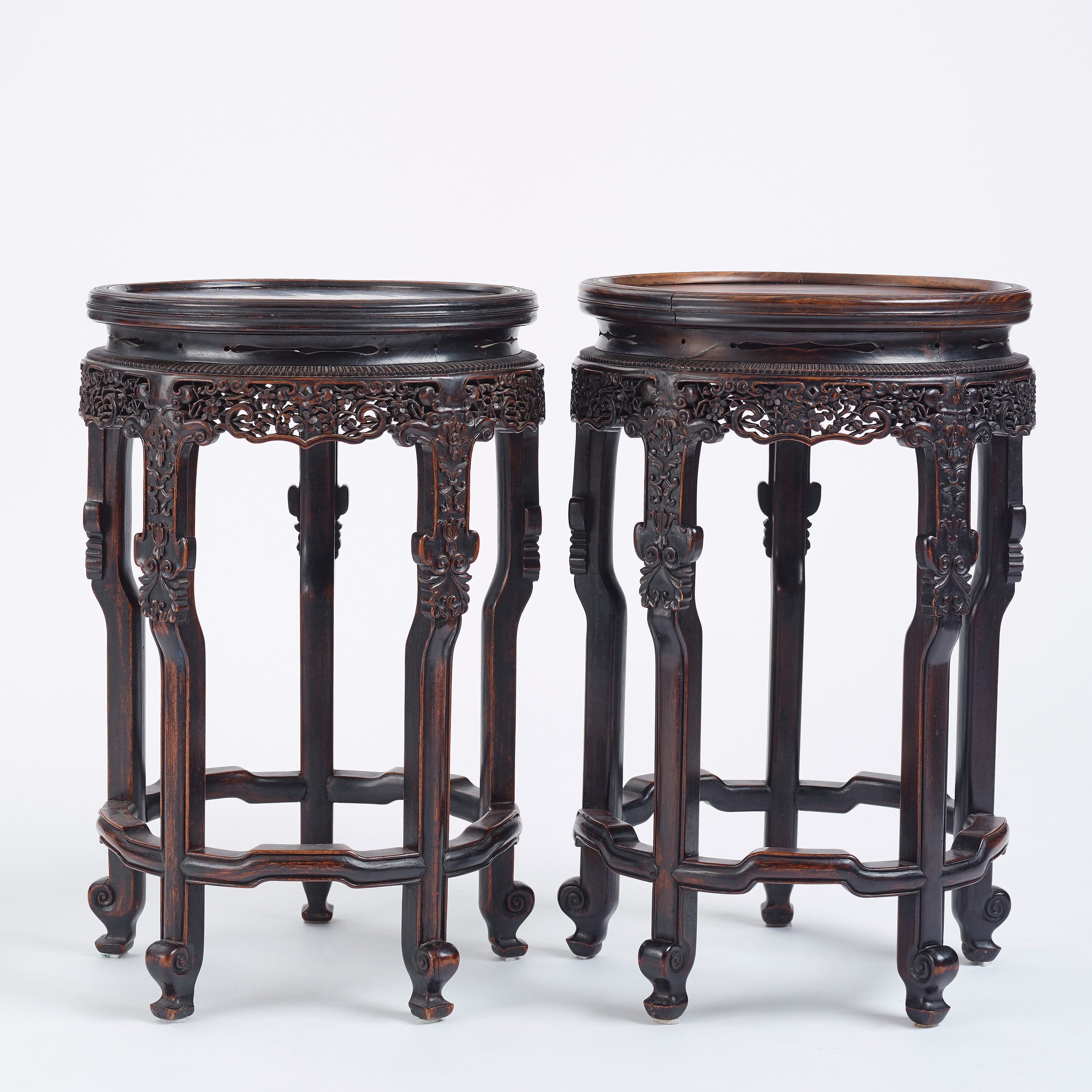 A pair of Chinese Hongmu side tables, Qing dynasty, 19th Century ...