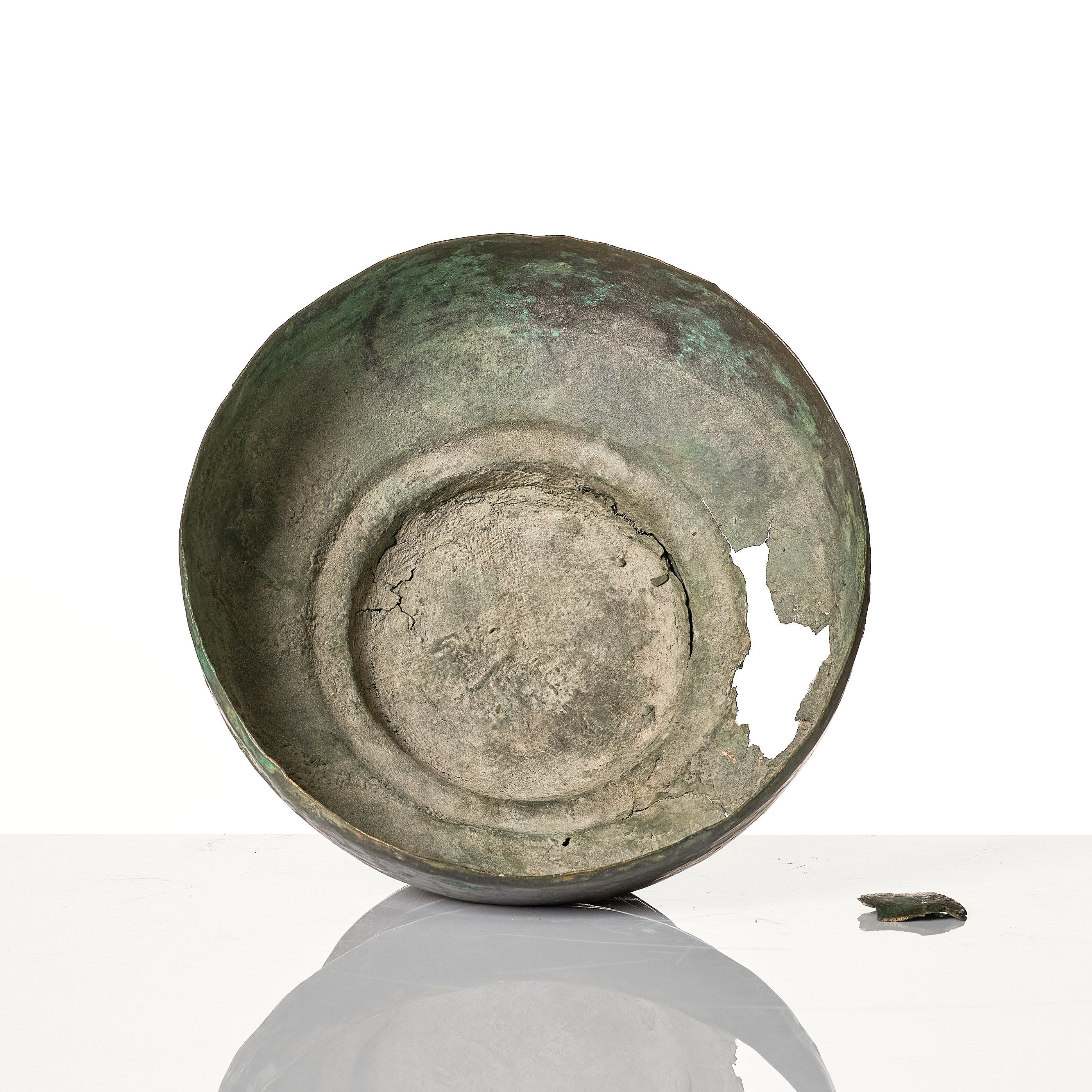 A bronze ritual wine vessel, jue and a bowl, possibly Shang and Ming ...