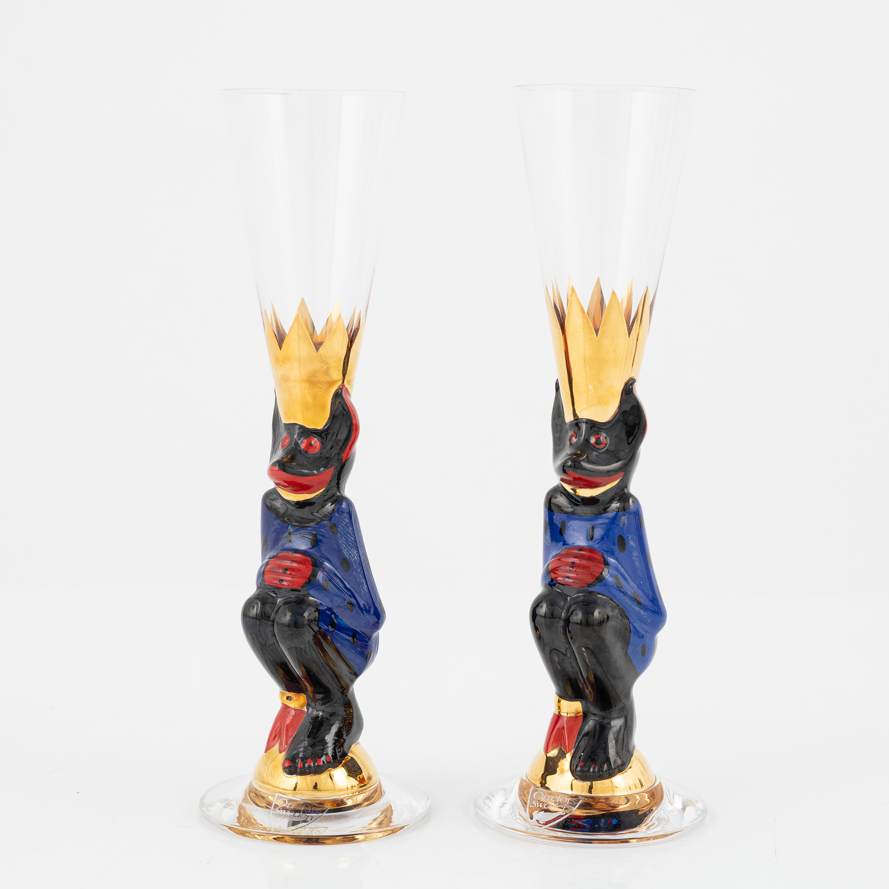 Gunnar Cyrén, snapsglas, 8 st, sk djävulsglas, "Nobel", Orrefors ...