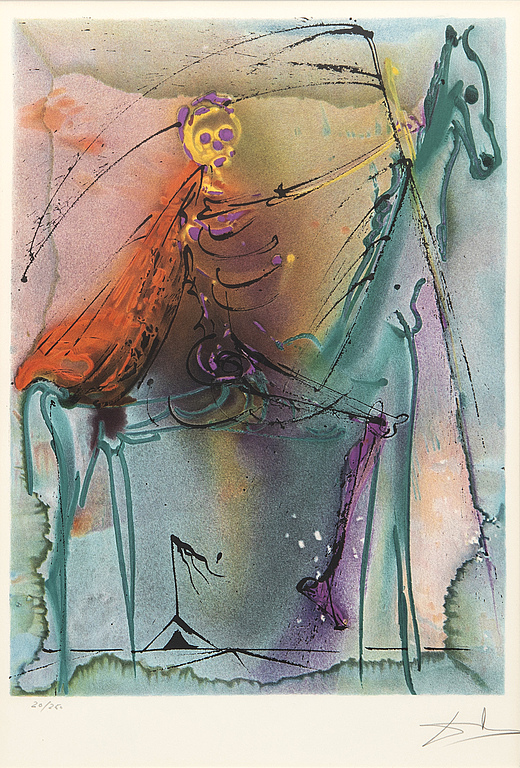 Salvador Dalí, litografi med prägling signerad och numrerad 20/250 ...