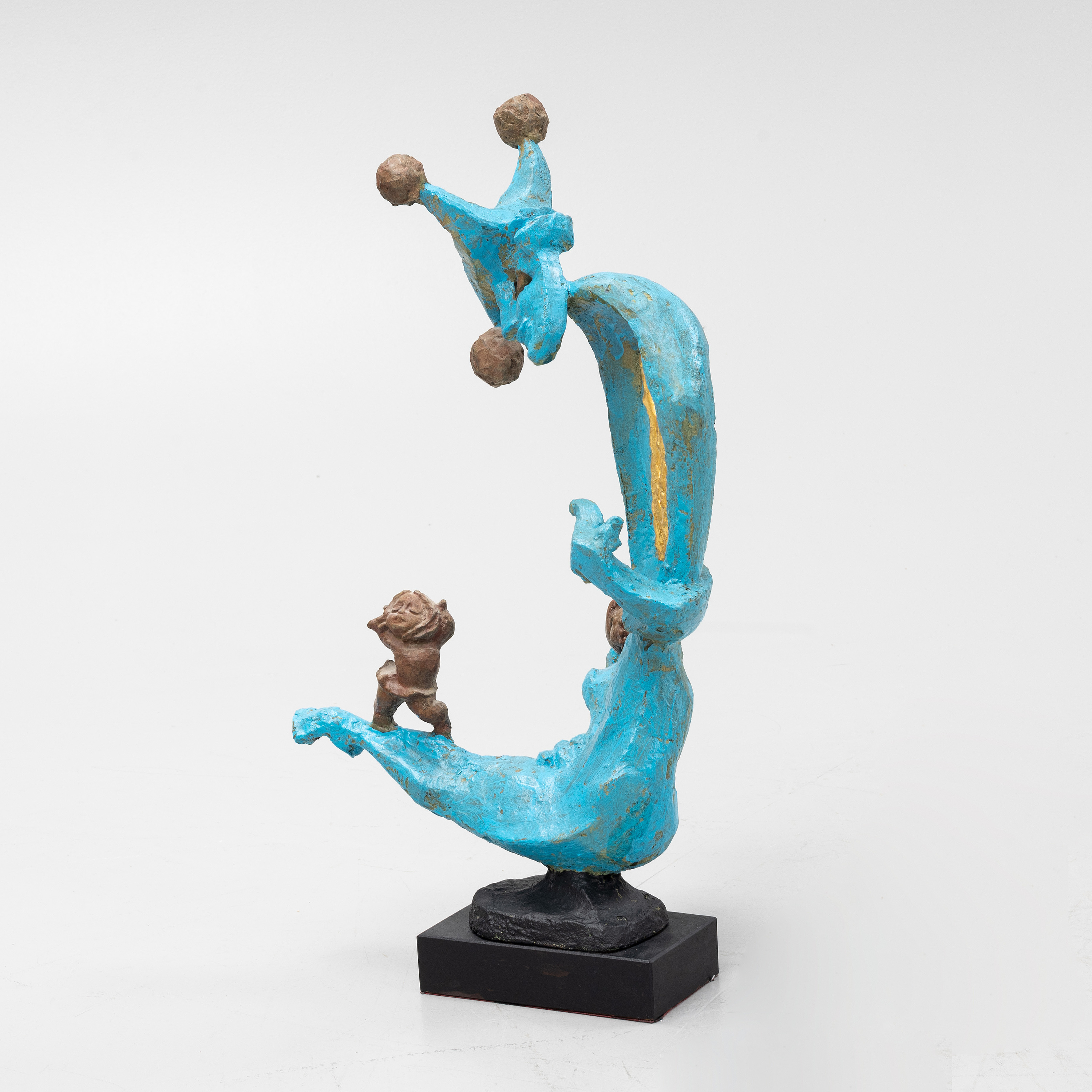 Tomas Almberg, sculpture. Signed. Painted bronze, total height 68 cm ...