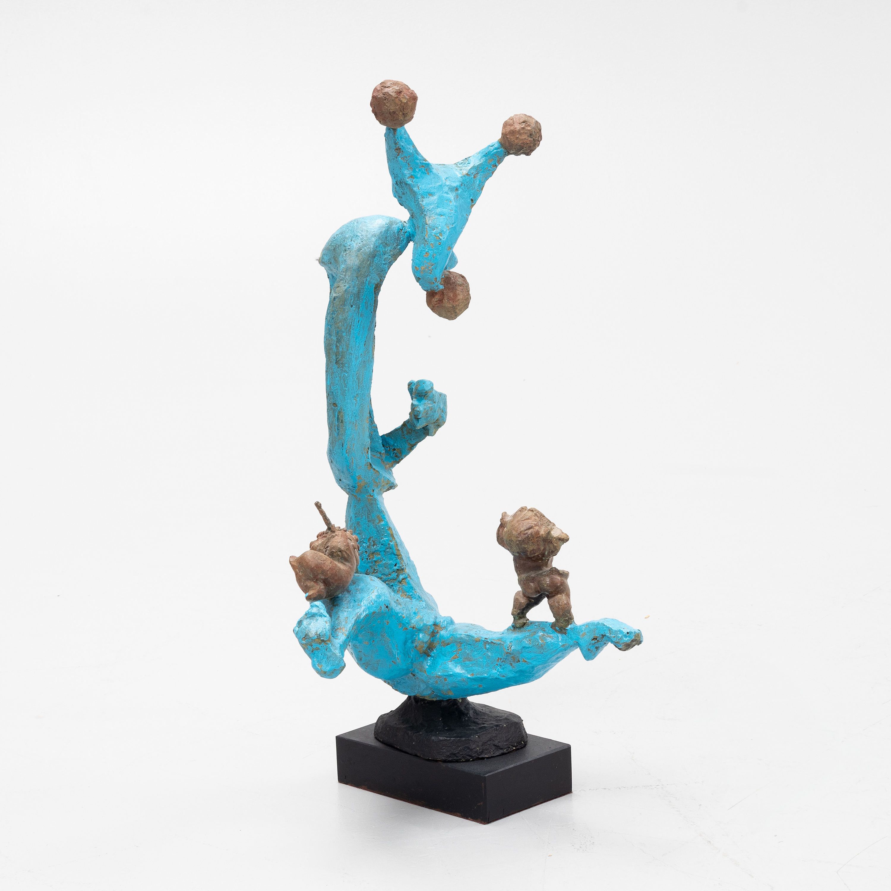 Tomas Almberg, sculpture. Signed. Painted bronze, total height 68 cm ...
