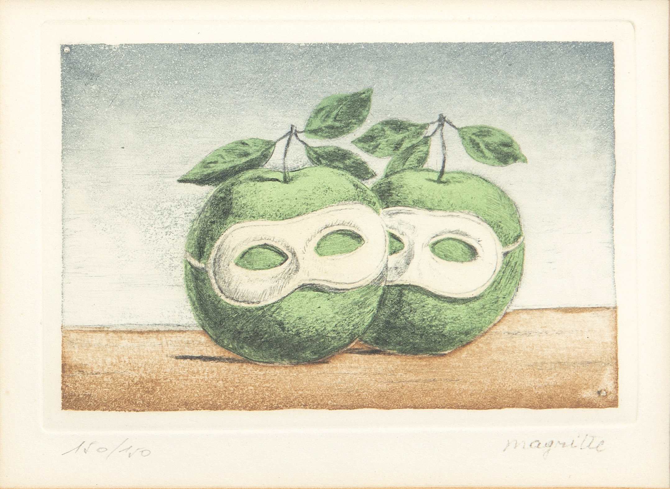 René Magritte, etching and color aquatint, 1968, stamp signed, numbered ...