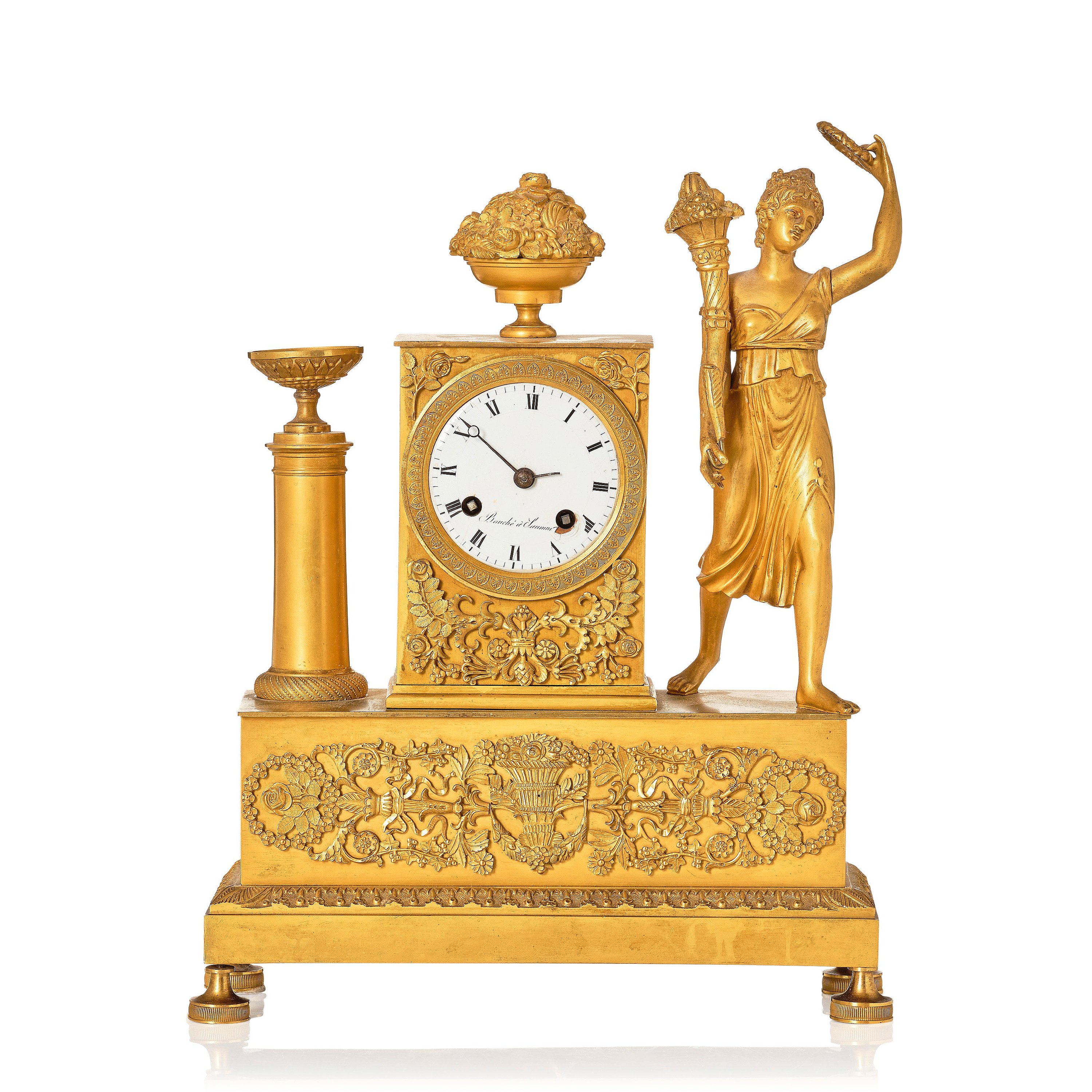 An Empire ormolu figural mantel clock, early 19th century. - Bukowskis