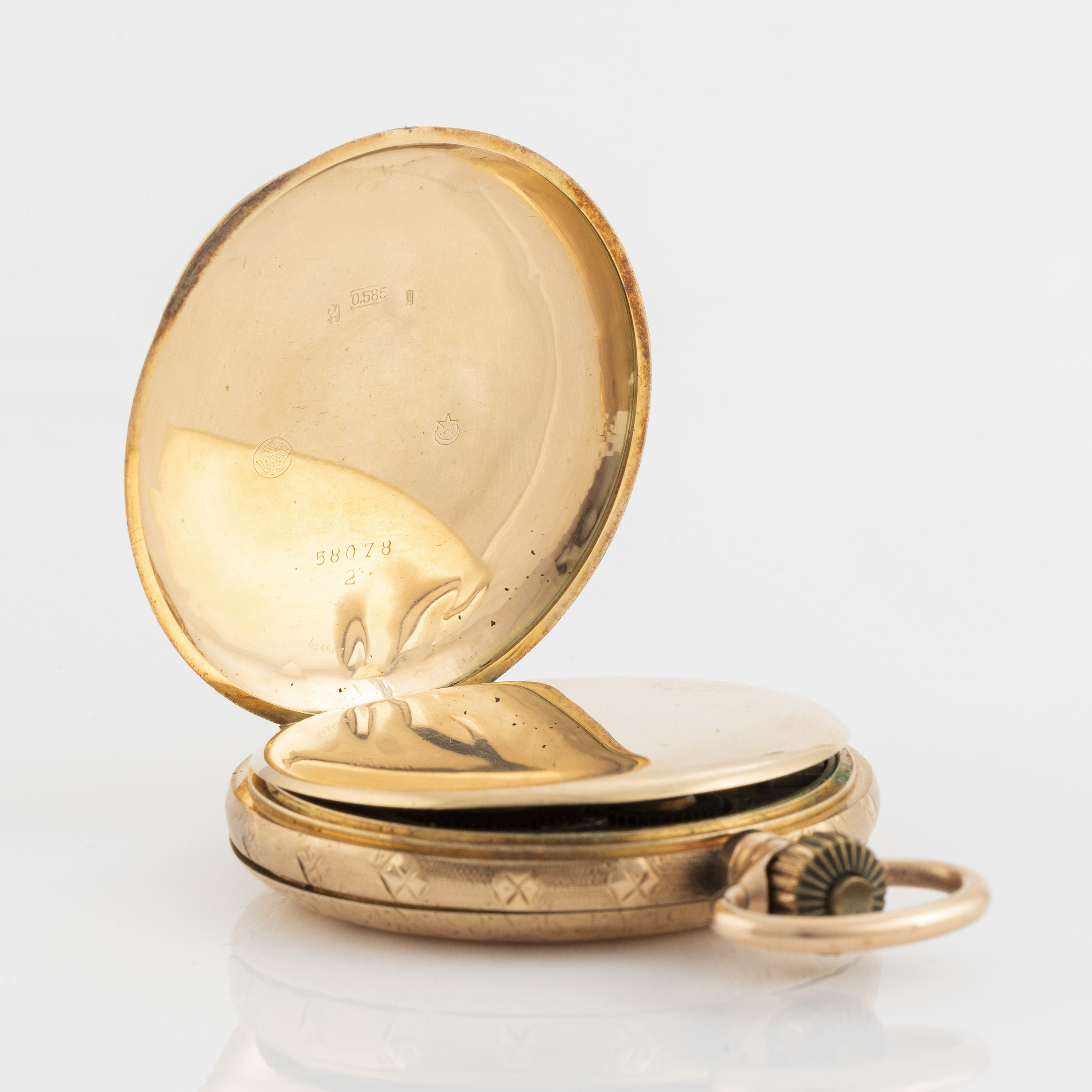 Pocket watch, 14K gold, hunter, 55 mm. - Bukowskis
