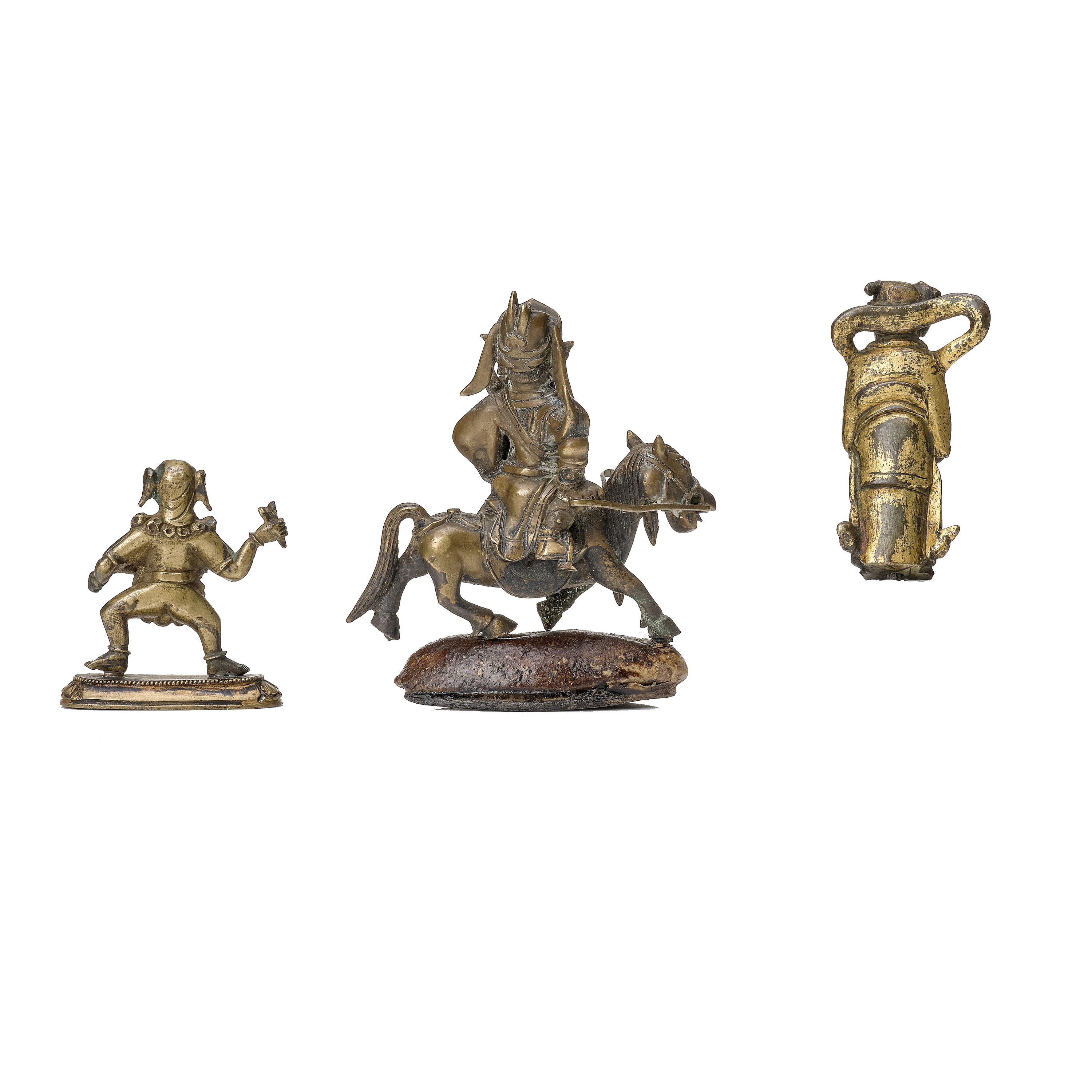 A group of three bronze miniatures sculptures of deities, China and ...