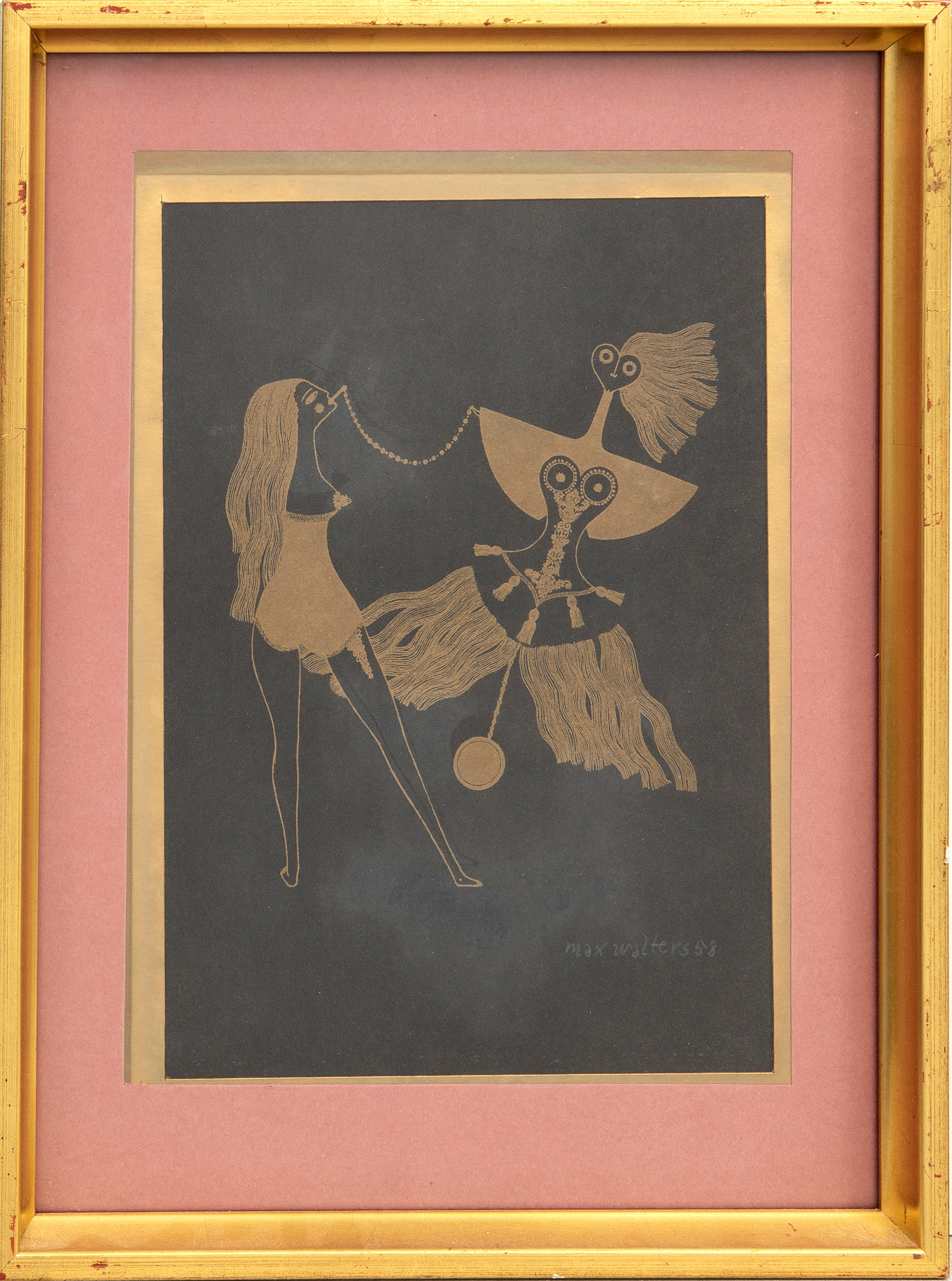 Max Walter Svanberg, gold on black signed and dated 58. - Bukowskis