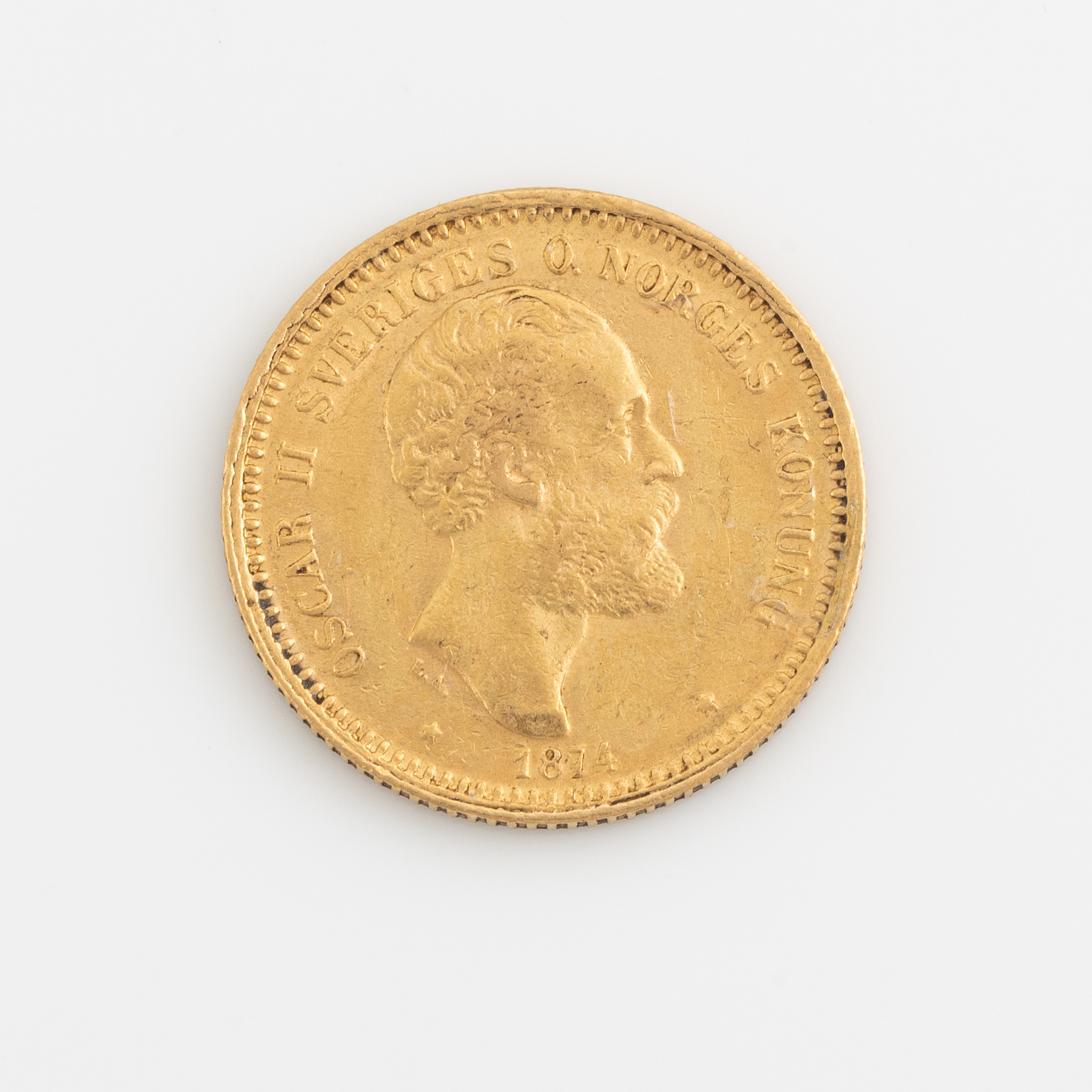 Oscar II, guldmynt, 10 kr, 1874. - Bukowskis