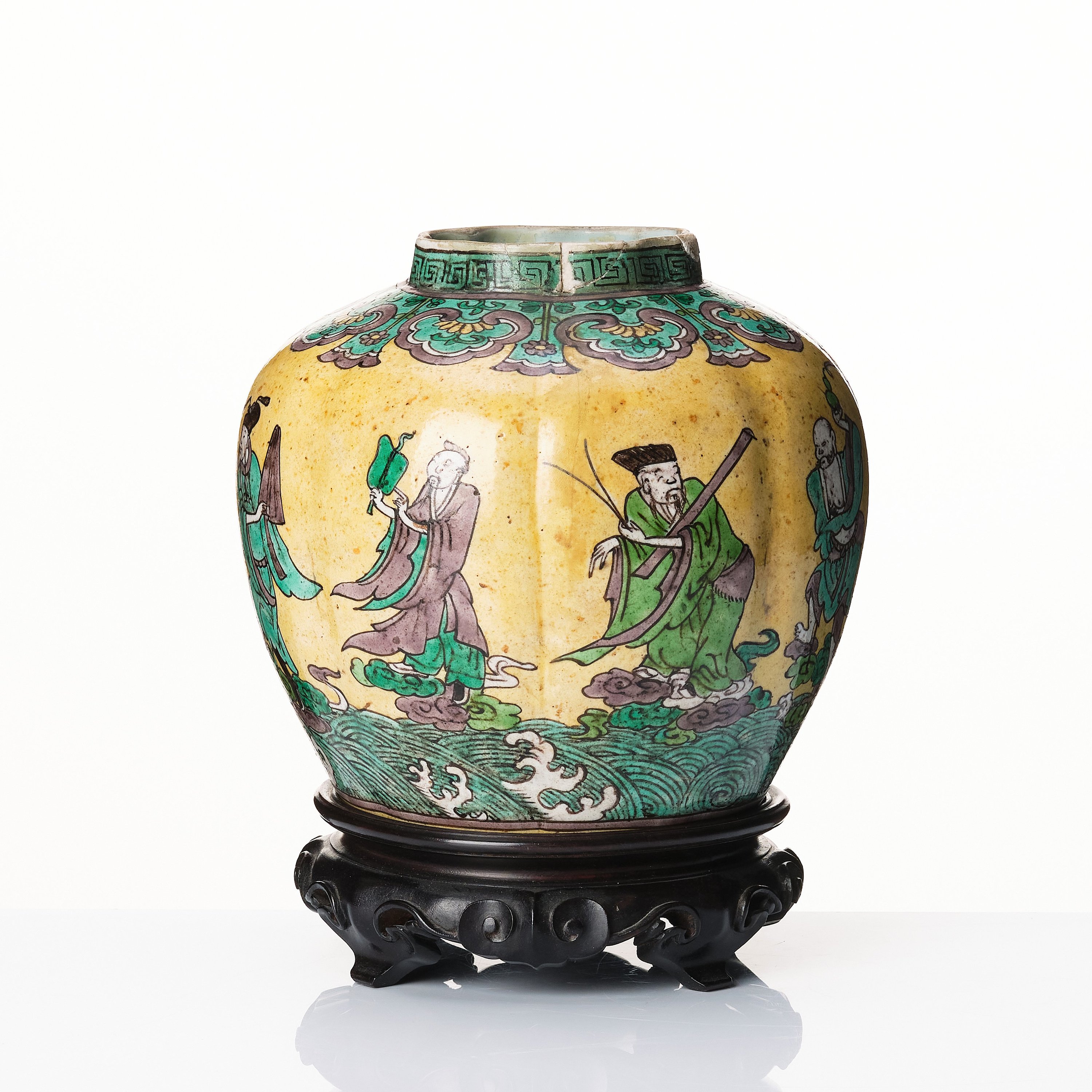 A melon shaped jar decorated with the eight immortals, 17th Century ...