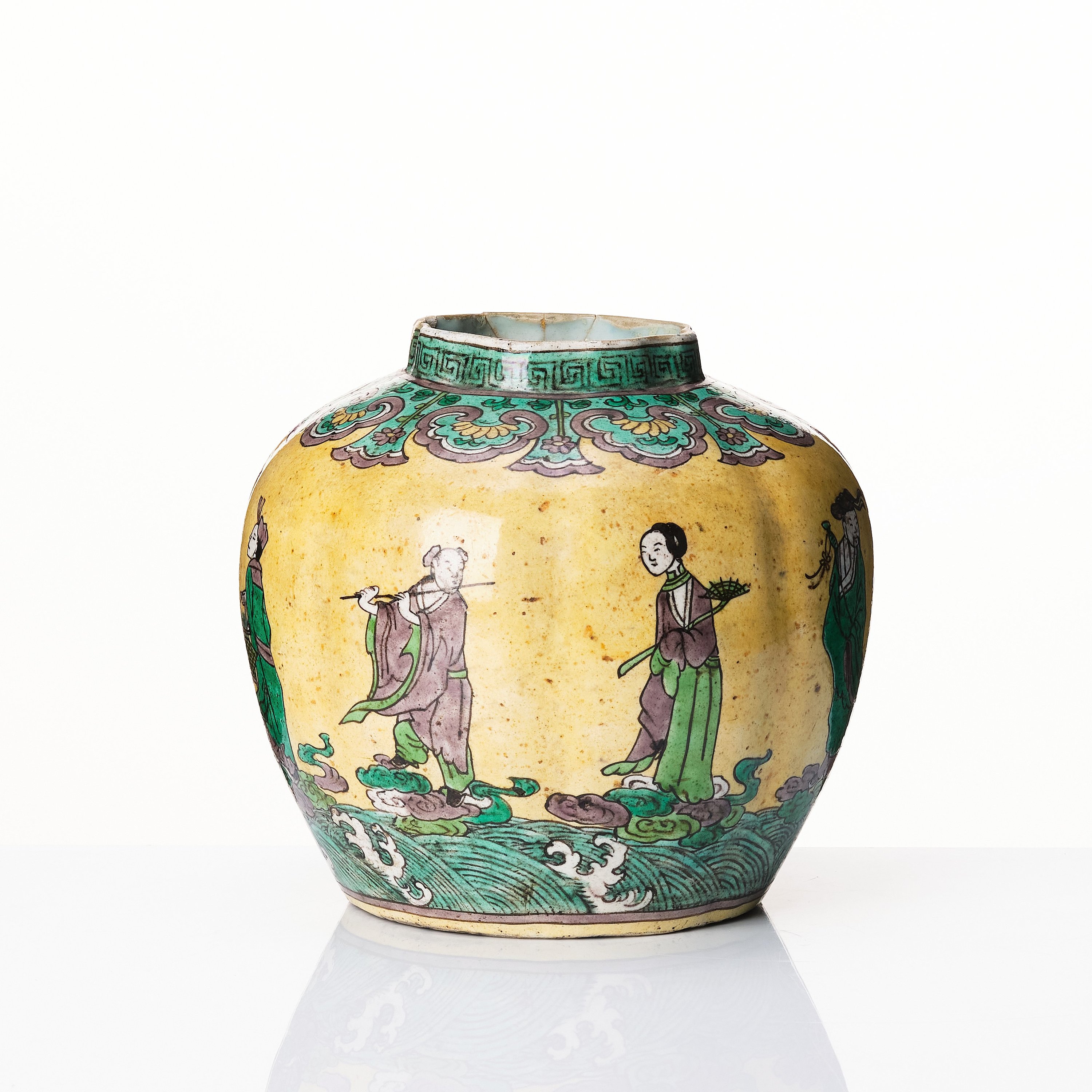 A melon shaped jar decorated with the eight immortals, 17th Century ...