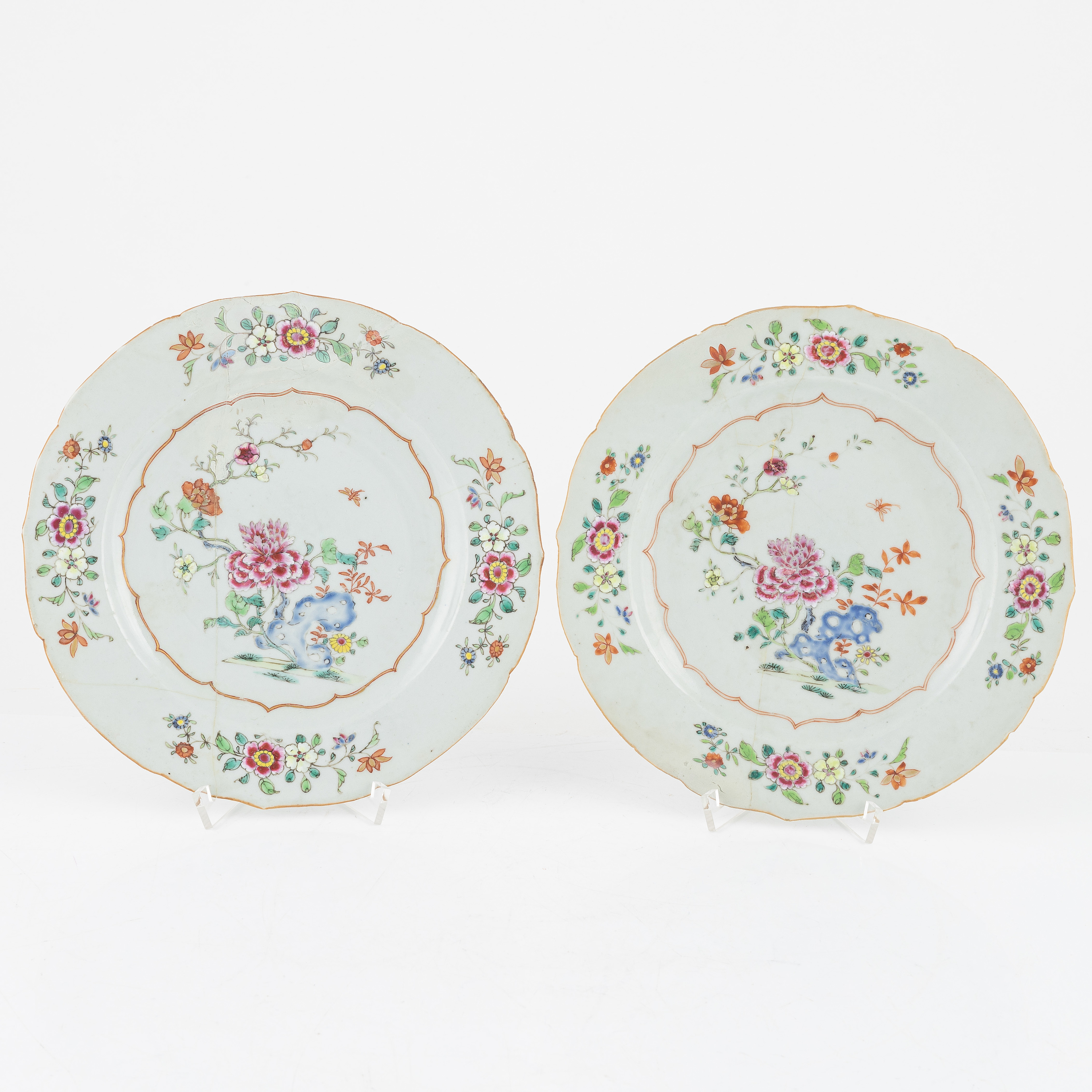 Three pairs of Famille rose plates, China, 18th century. - Bukowskis