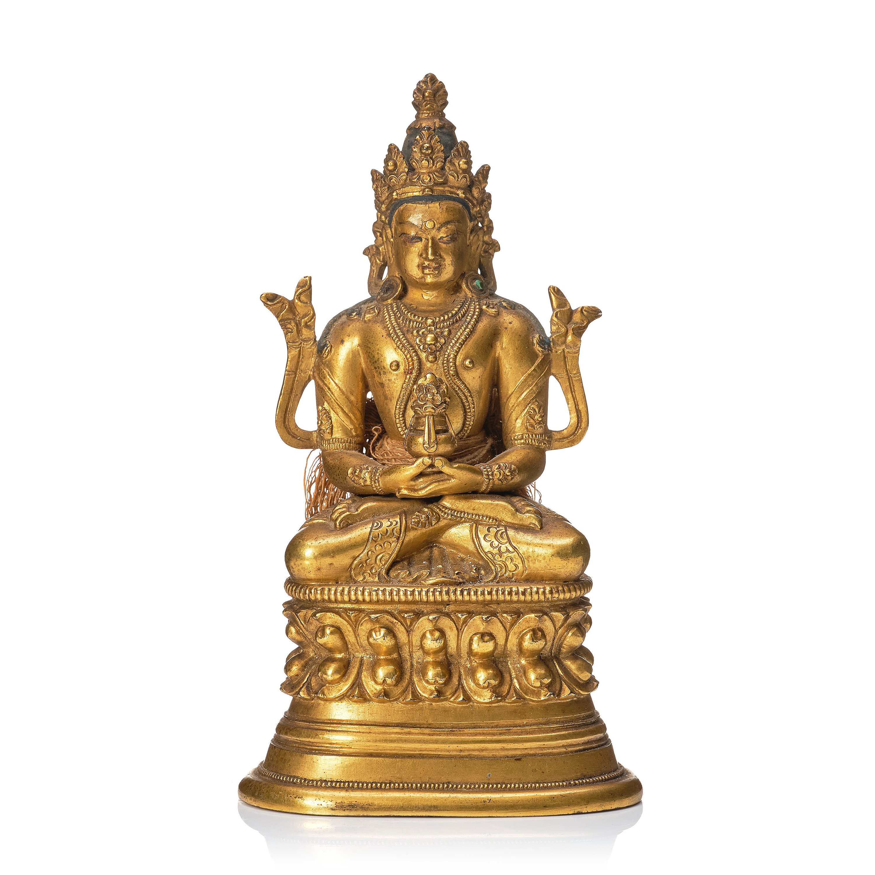 A gilt bronze Pala-revival sculpture of Amitayus, 18/19th Century ...