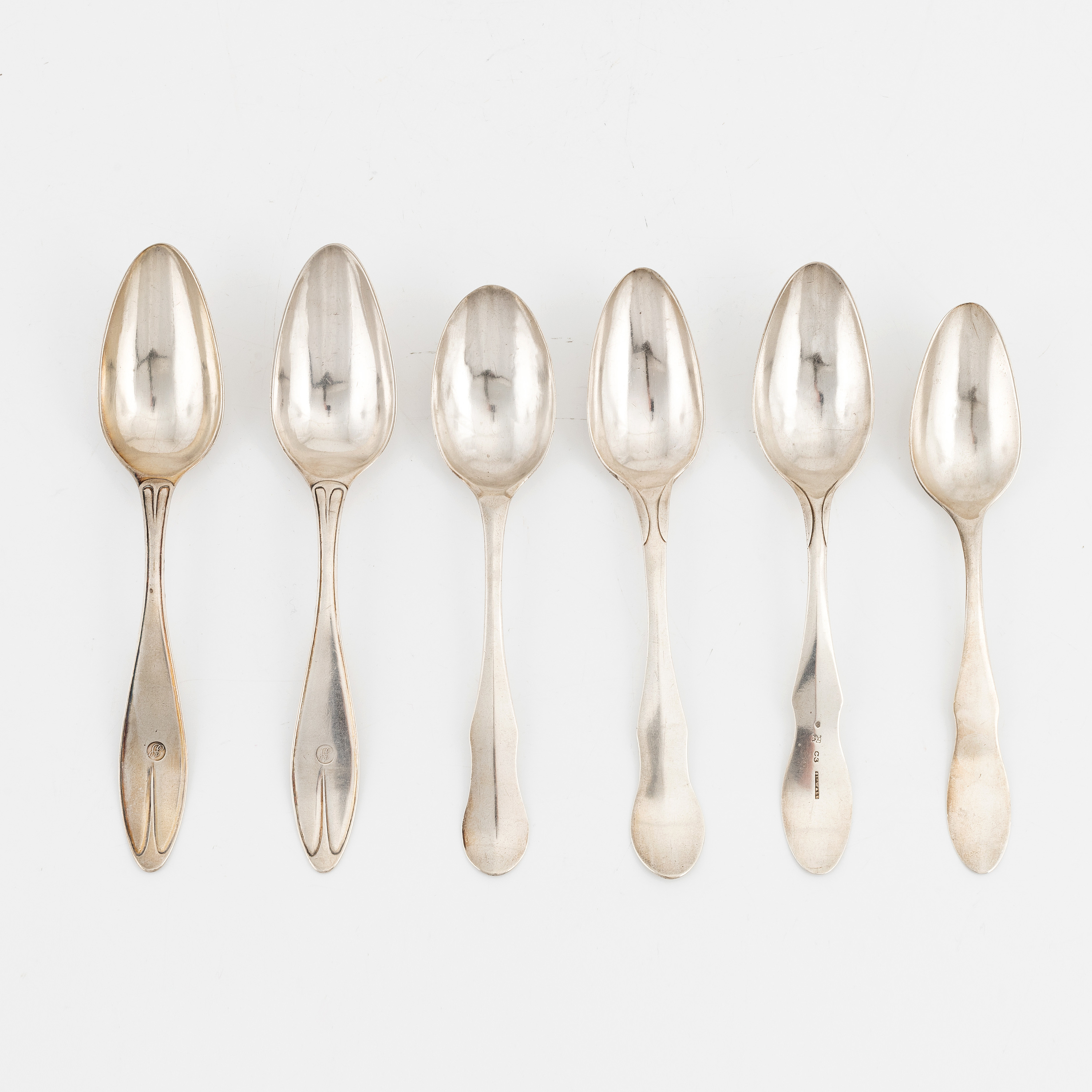 Six Swedish Silver Spoons, marks of LG Weiz and GH Sidwall, Norrköping ...
