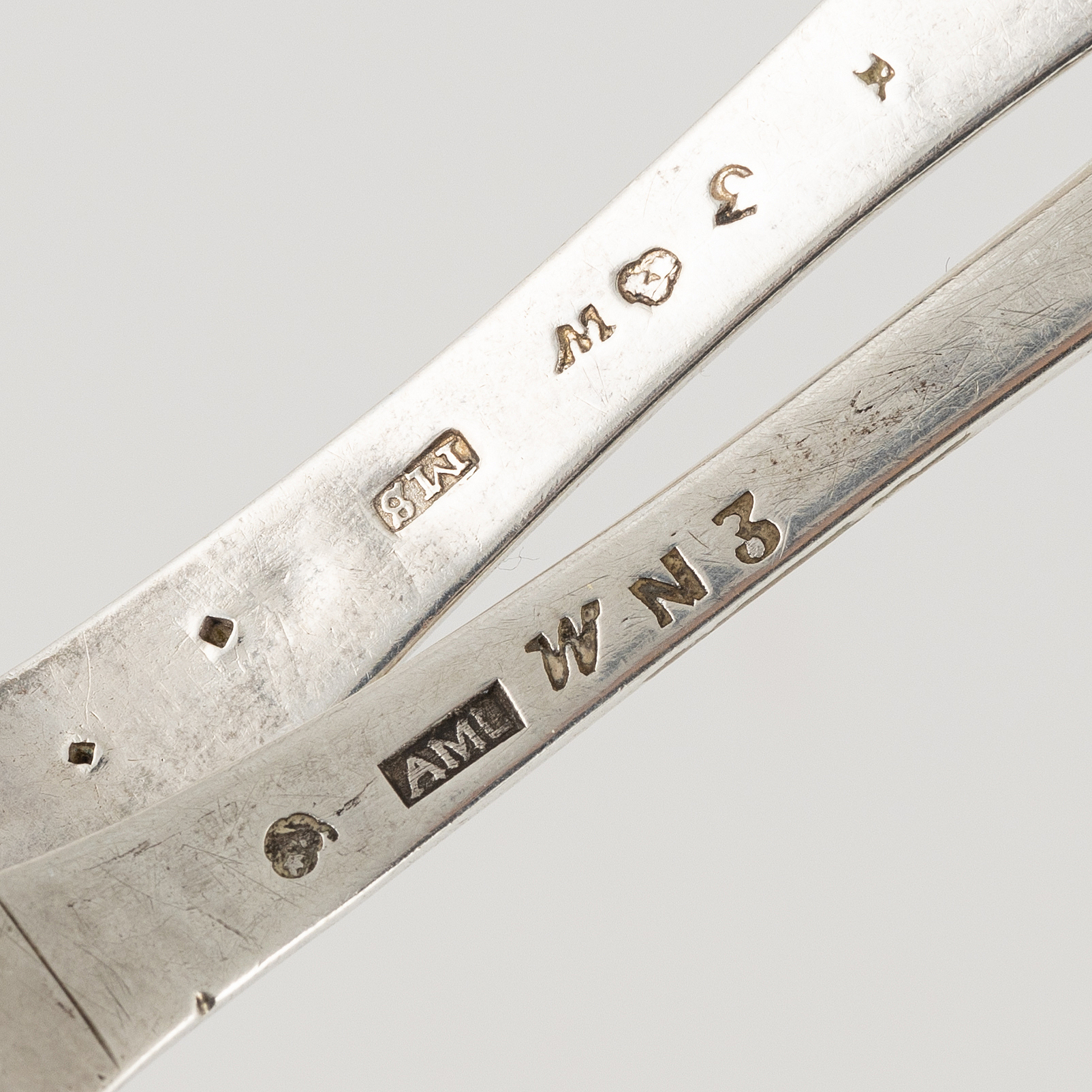 A set of six Swedish silver spoons, different masters, including Johan ...