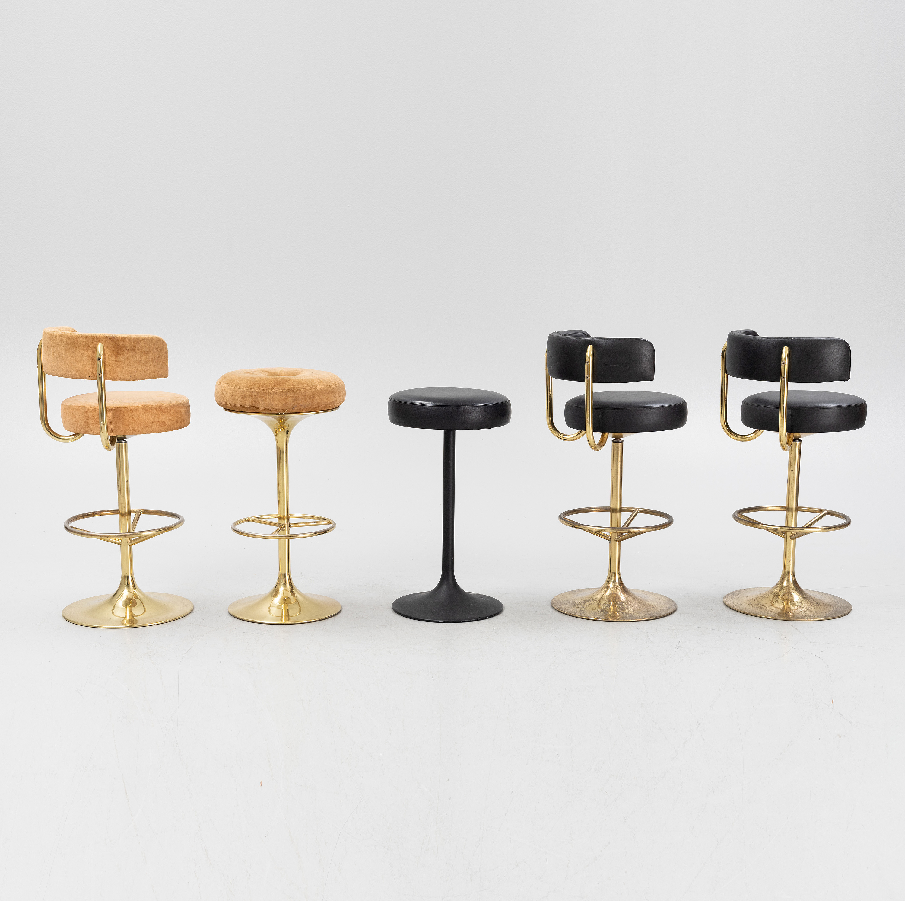 Barstolar, 3 st, barpallar 2 st, Johanson Design. 1900-talets slut ...