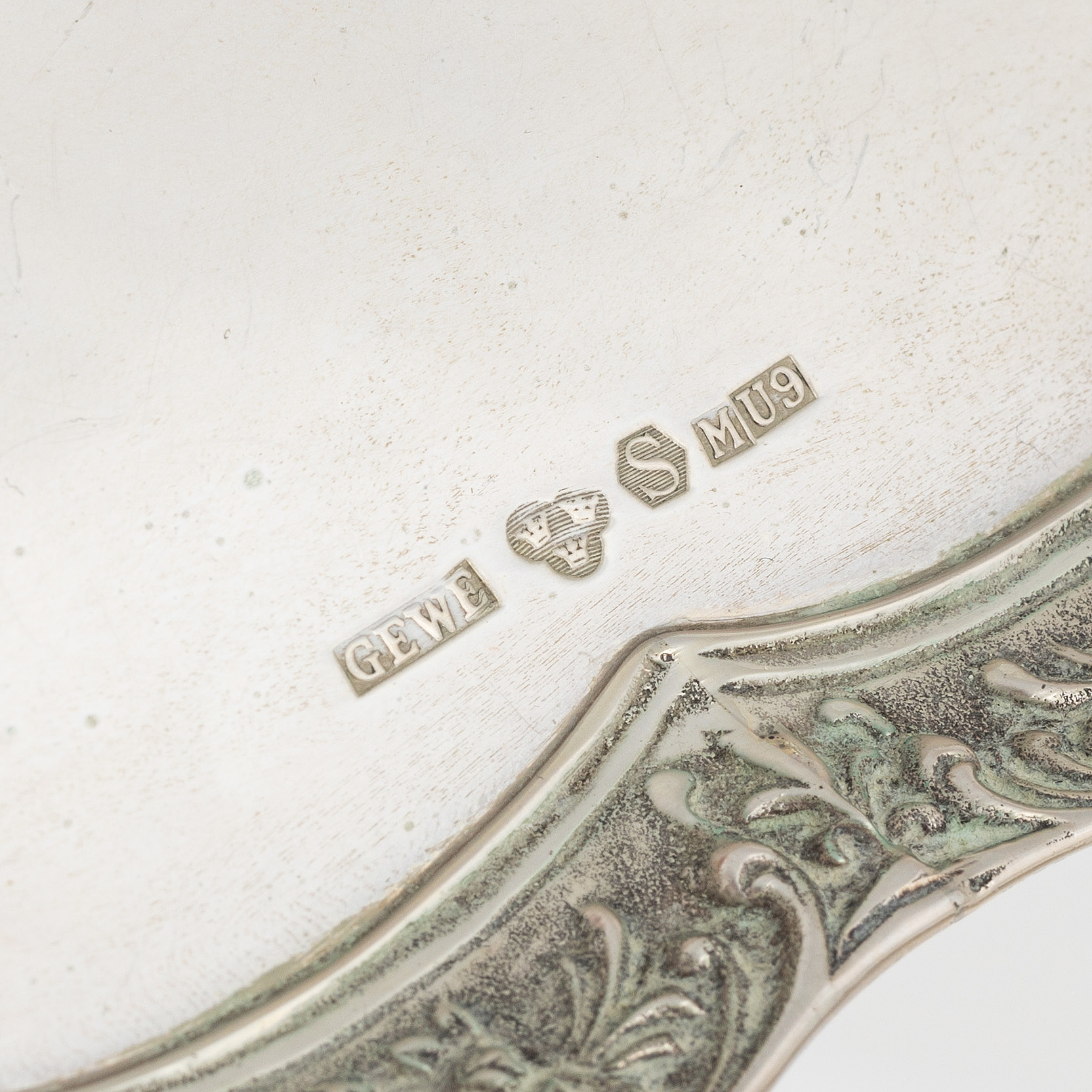 A silver Rococo style creamer, sugar bowl and tray, Gewe ...