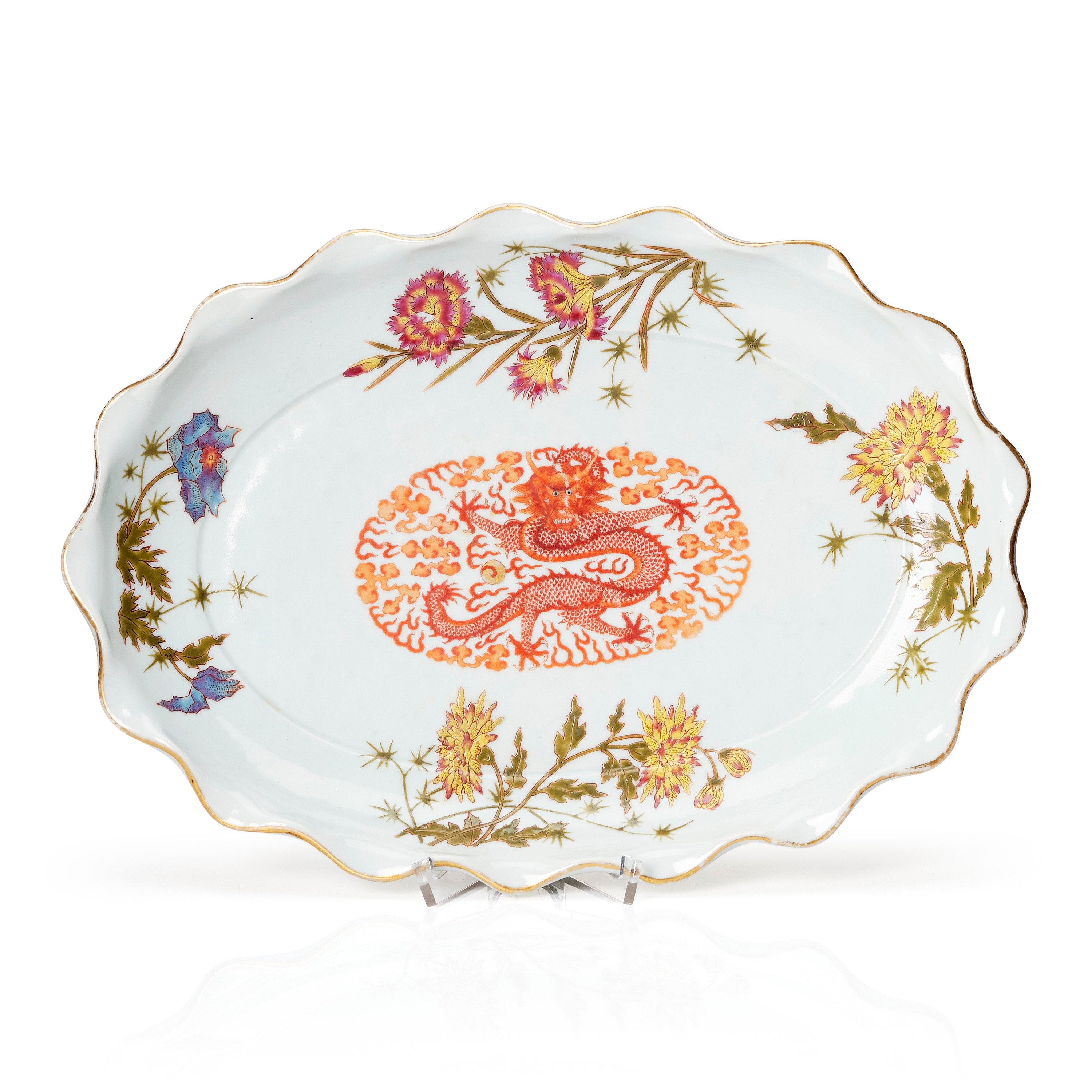 A Chinese 'five clawed dragon' dish, late Qing dynasty with Guangxu ...
