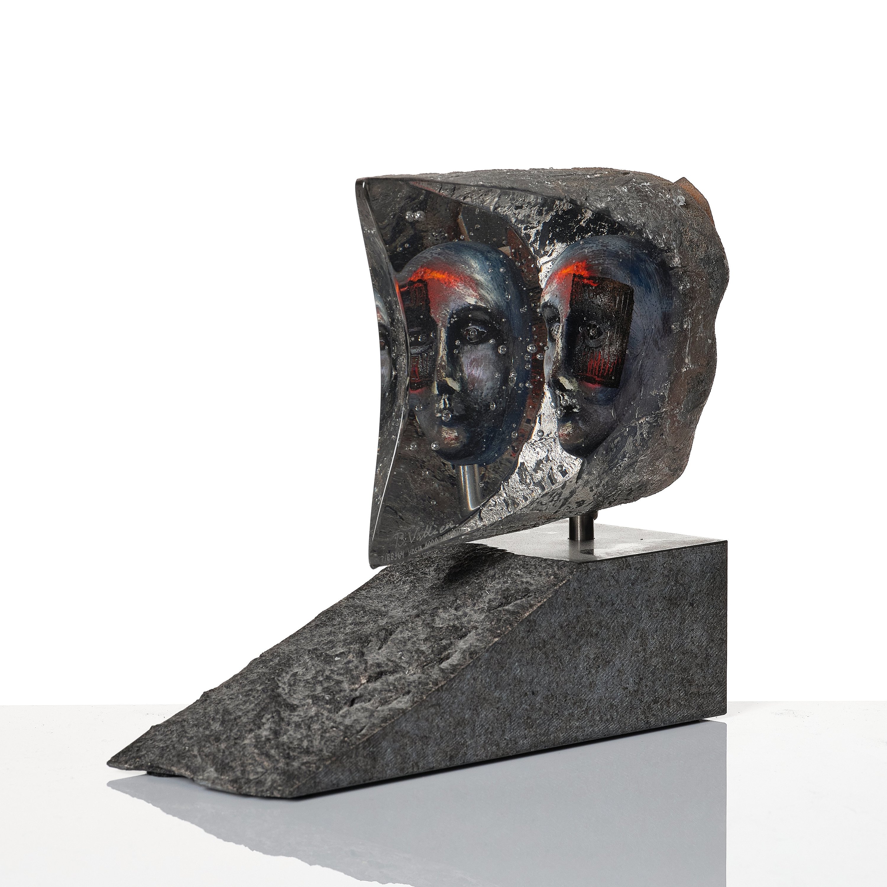 Bertil Vallien, 'Janus', a unique glass sculpture, Kosta Boda, Sweden ...