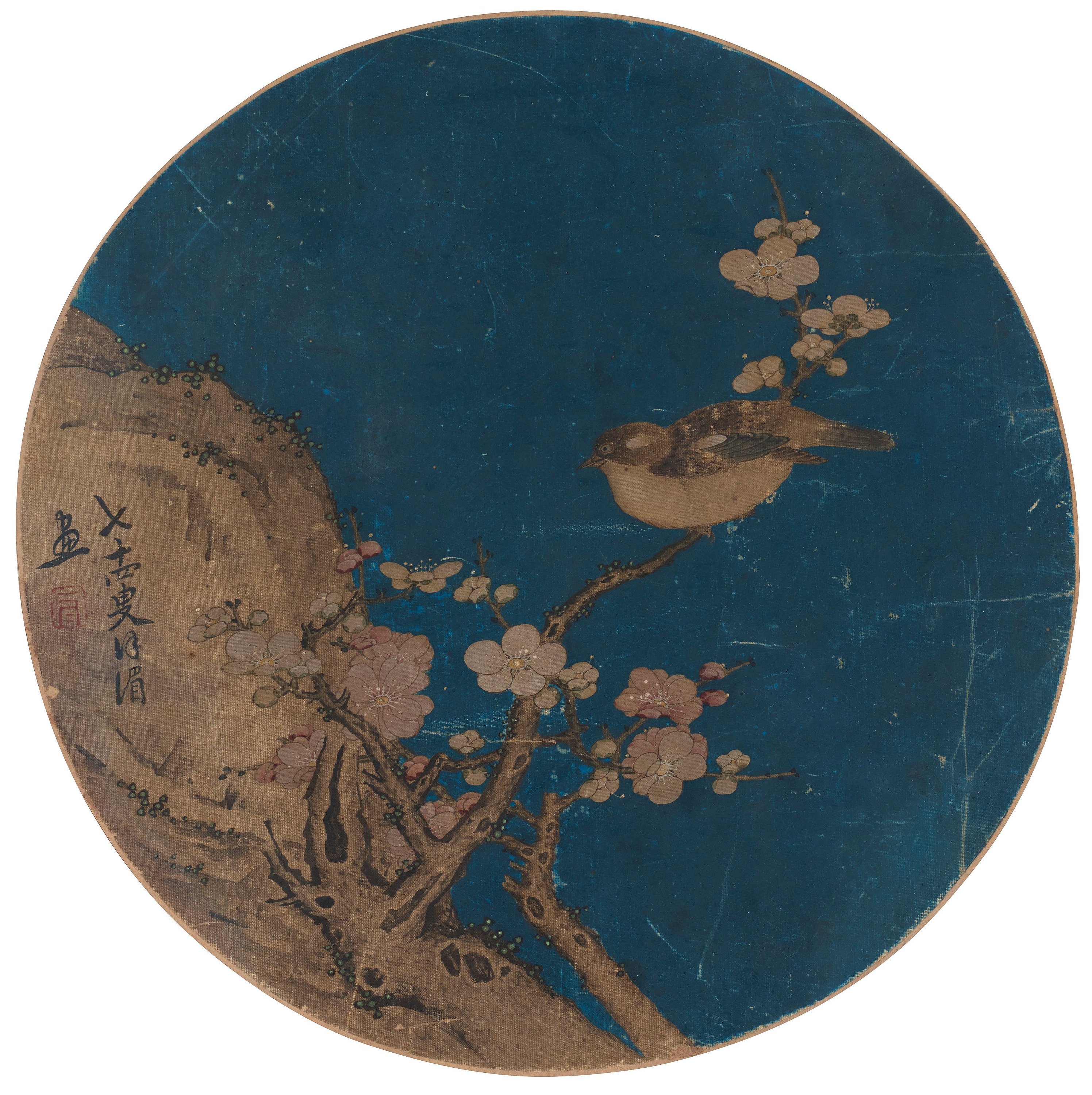 A Chinese fan painting, ink and colour on paper, Qing dynasty, 19th ...