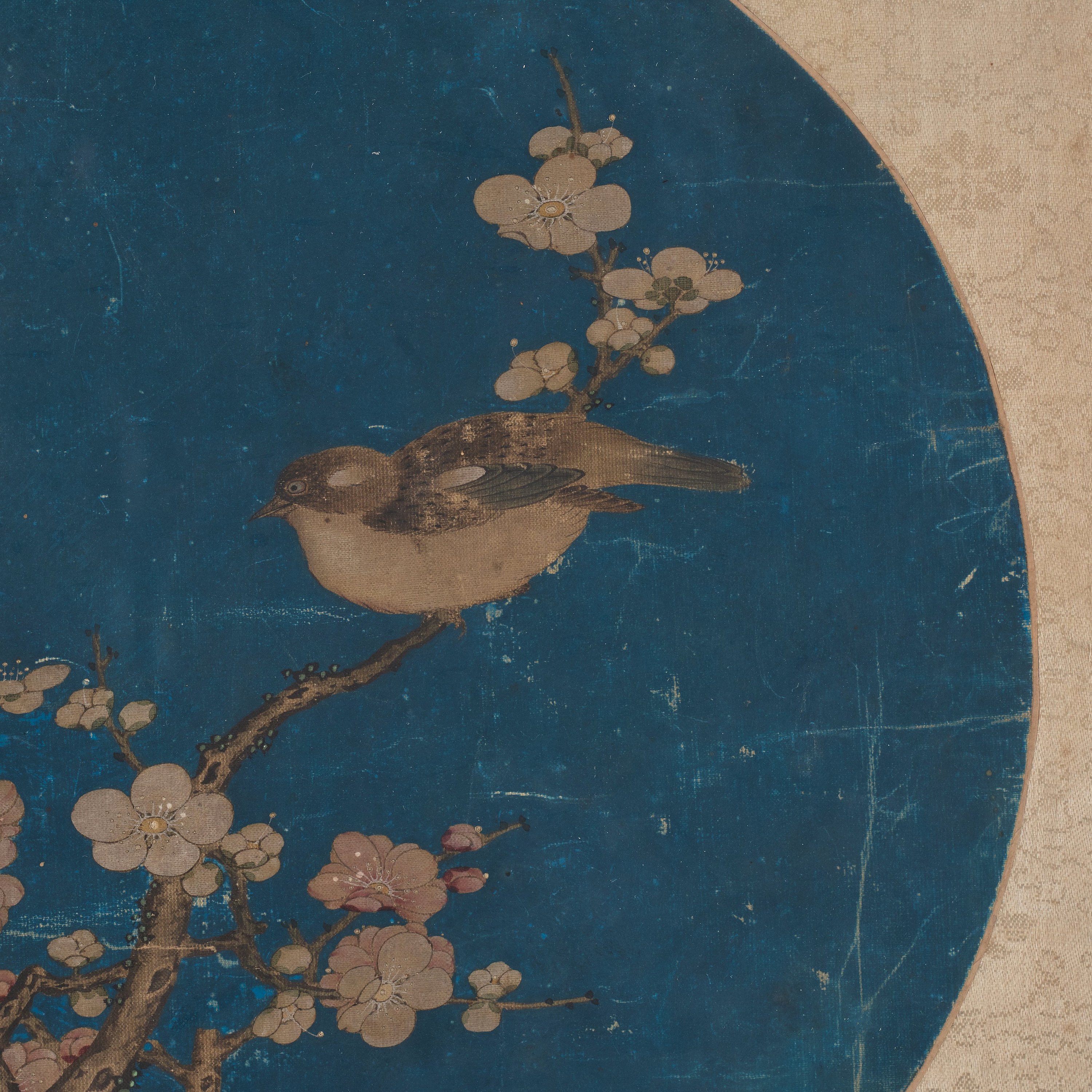 A Chinese fan painting, ink and colour on paper, Qing dynasty, 19th ...