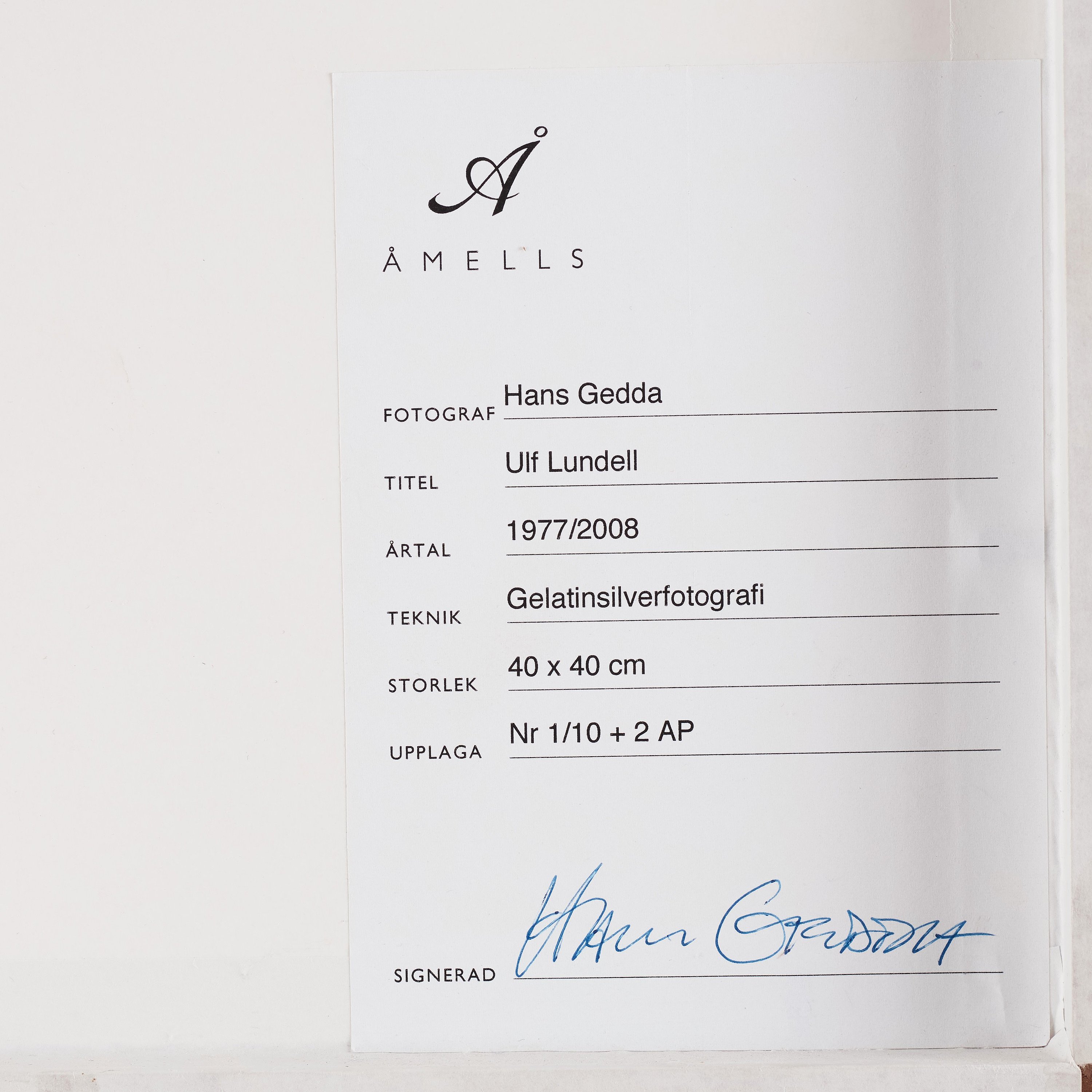 Hans Gedda, "Ulf Lundell", 1977. - Bukowskis