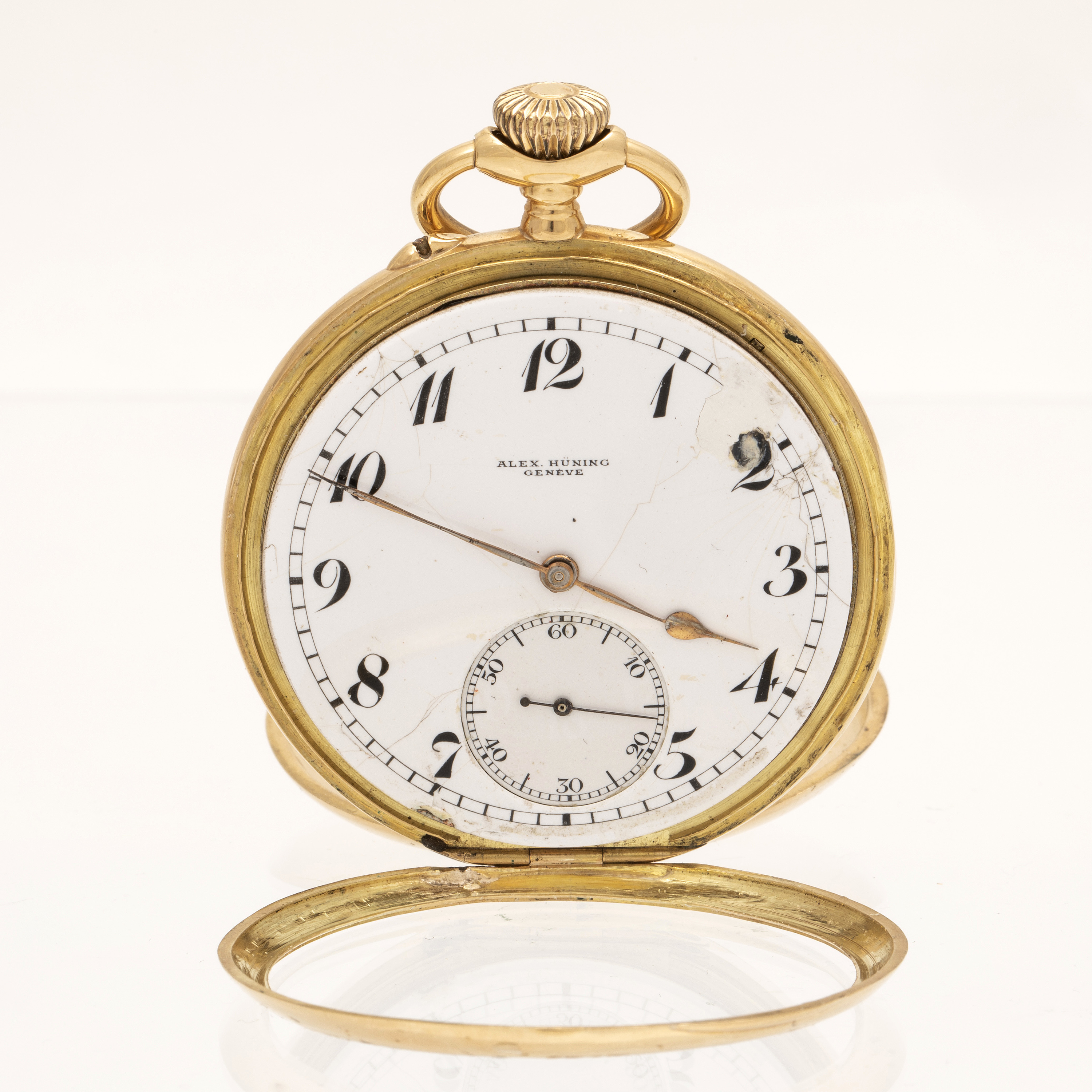 An 18K gold pocket watch by Alex Hüning, Geneve. - Bukowskis