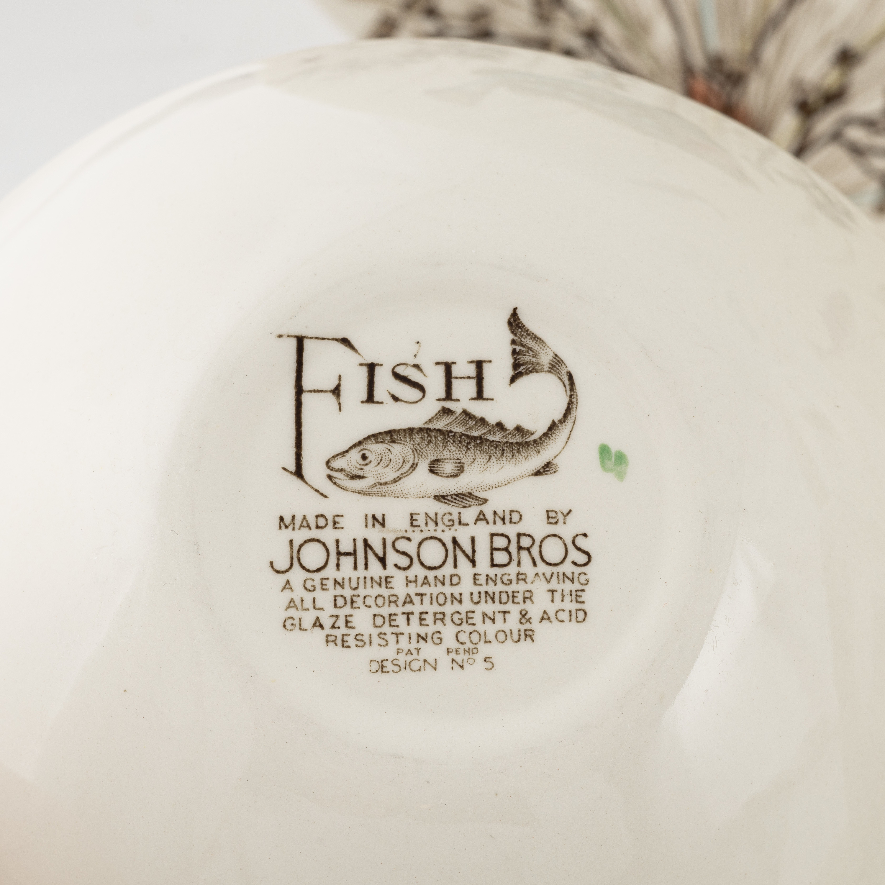 A set of ten plates a bowl and a dish. 'Fish' Johnson Brothers England ...