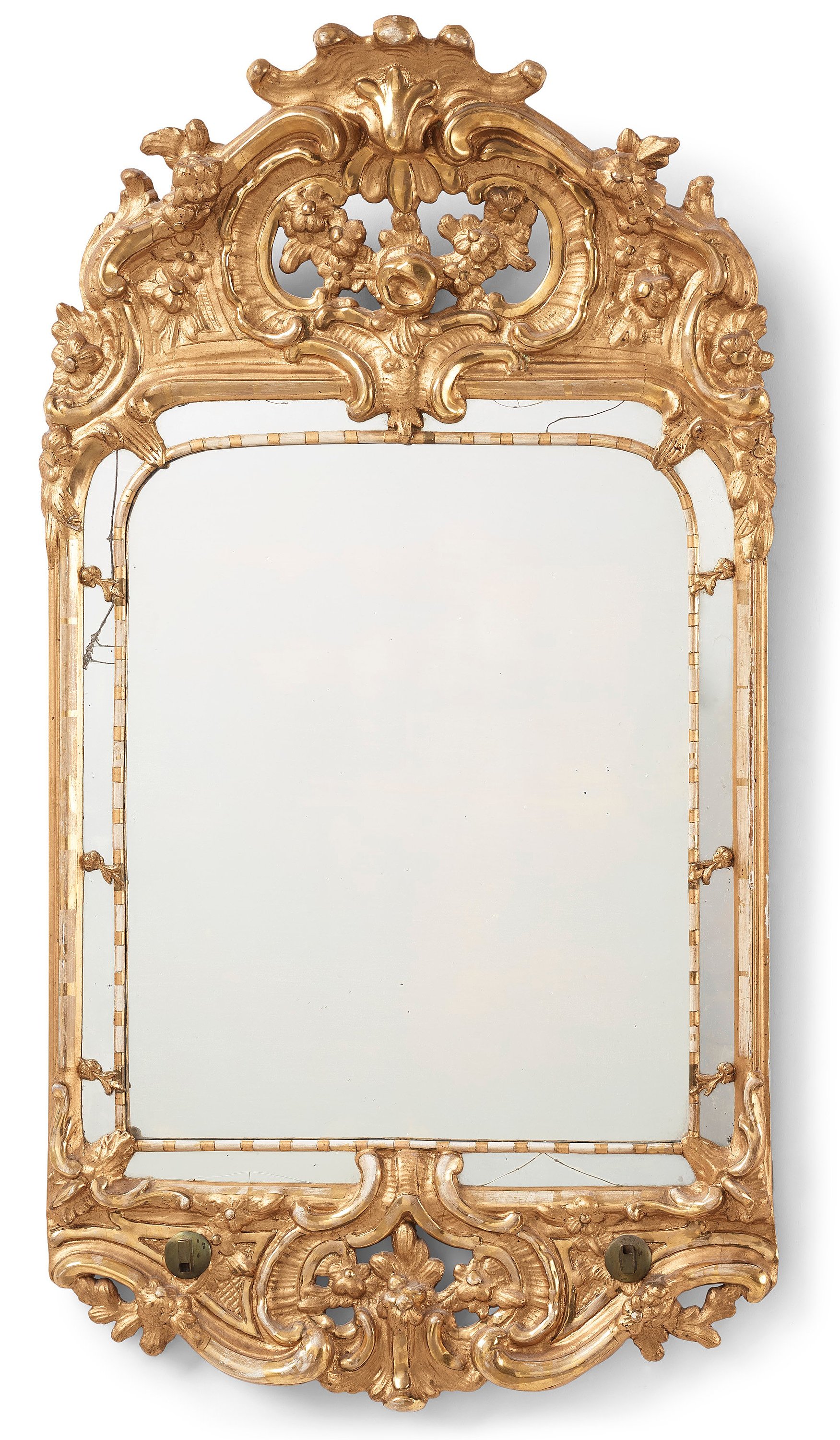 A Swedish Rococo two-light girandol mirror, second half of the 18th ...