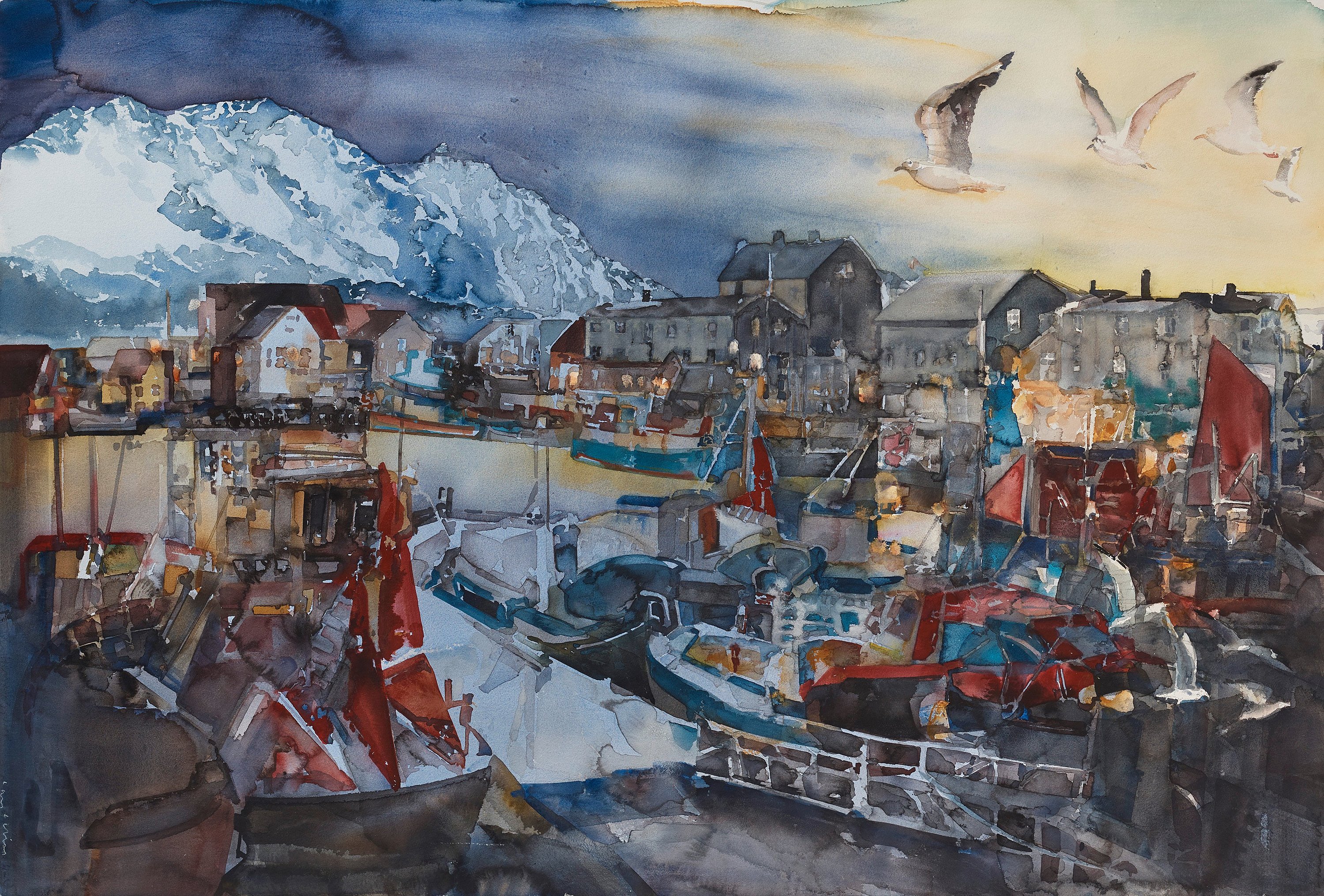 Lars Lerin, "Hamnen i Nordland". - Bukowskis