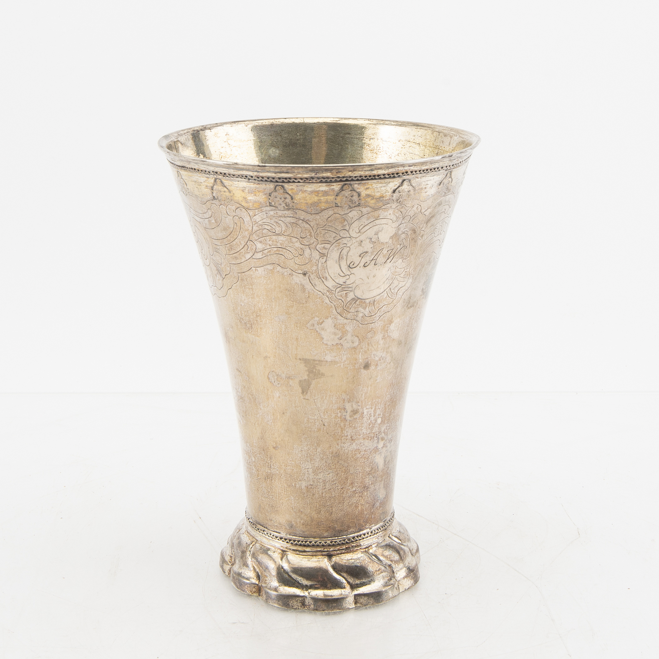 A Swedish 18th century silver beaker dated 1766, weight 280 grams ...